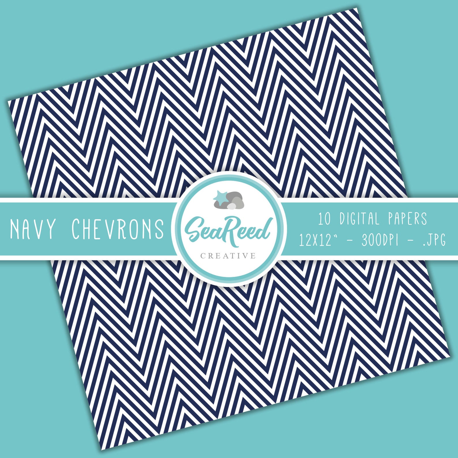 Navy Chevron Digital Paper Pack, Navy Blue Digital Scrapbook Paper ...