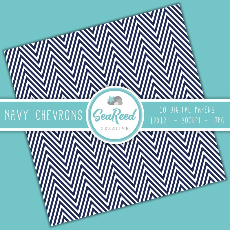 Navy Chevron Digital Paper Pack, Navy Blue Digital Scrapbook Paper ...