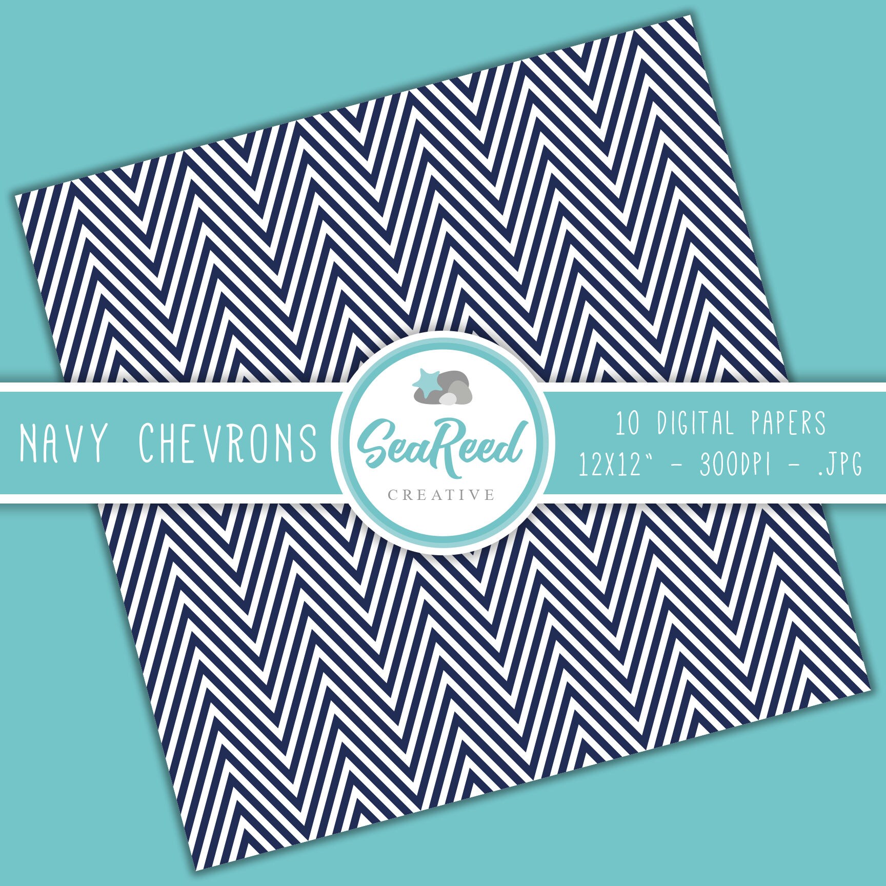 Navy Chevron Digital Paper Pack, Navy Blue Digital Scrapbook Paper ...