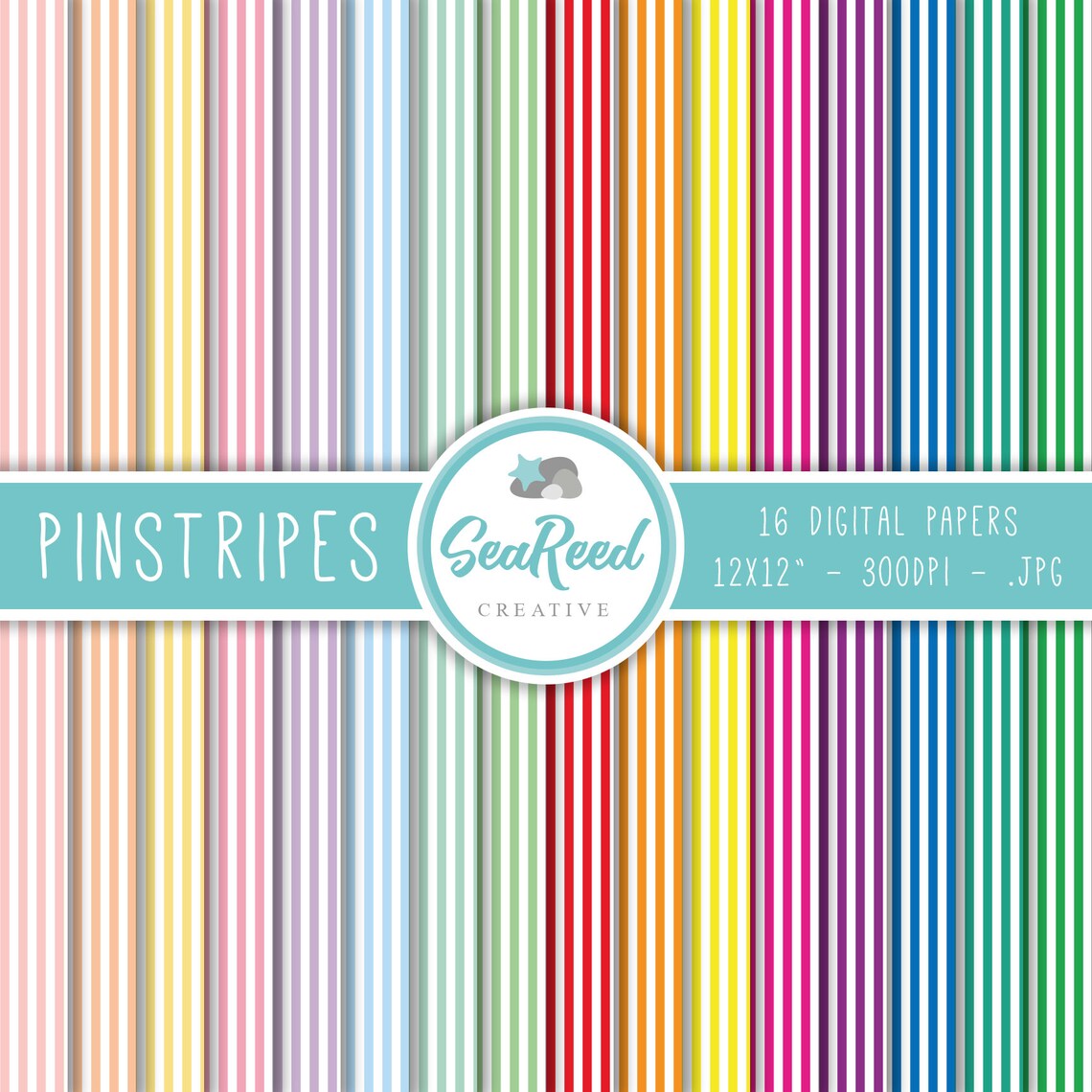 Candy Stripe Digital Paper, Pinstripe Digital Paper, Horizontal Stripes ...