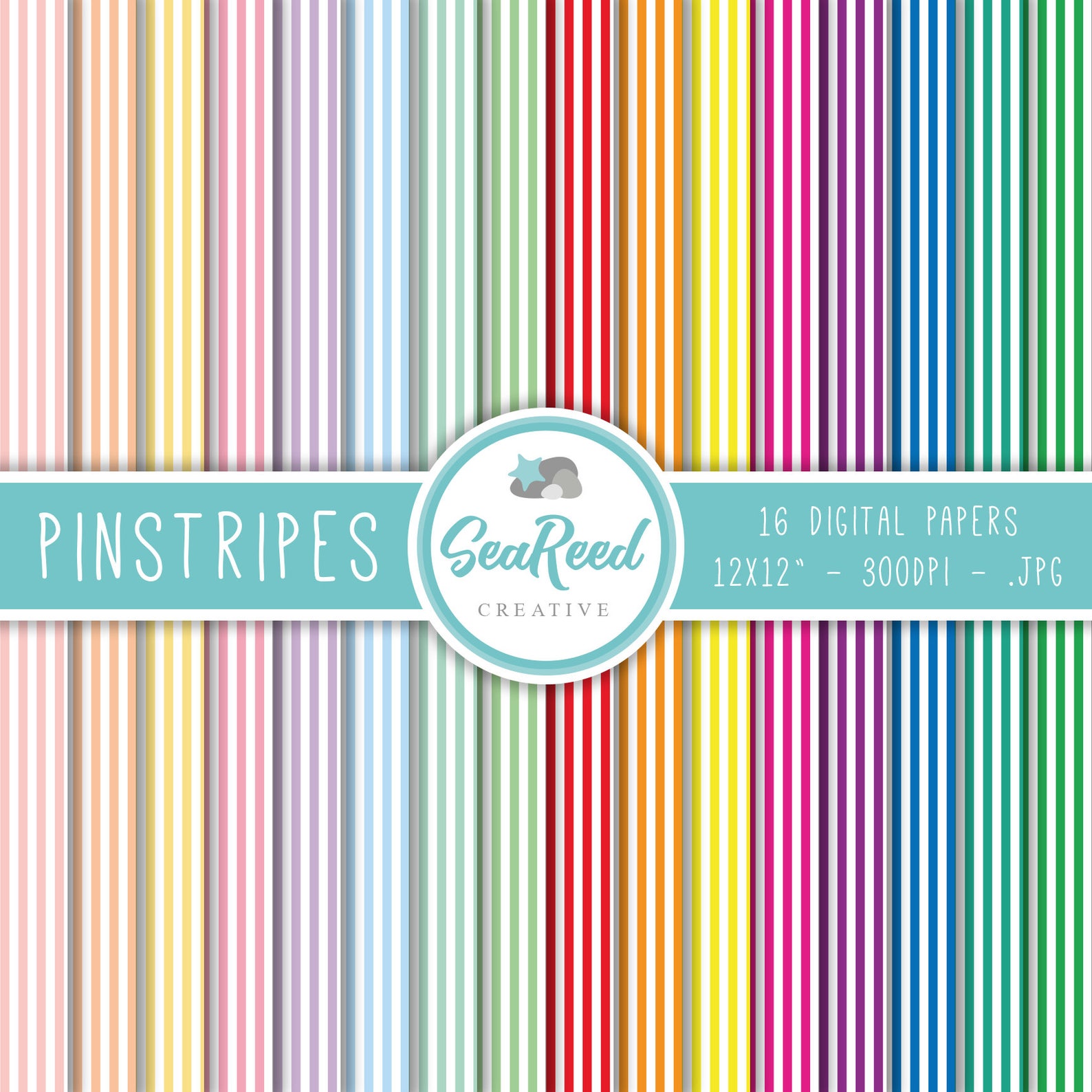 Candy Stripe Digital Paper, Pinstripe Digital Paper, Horizontal Stripes ...