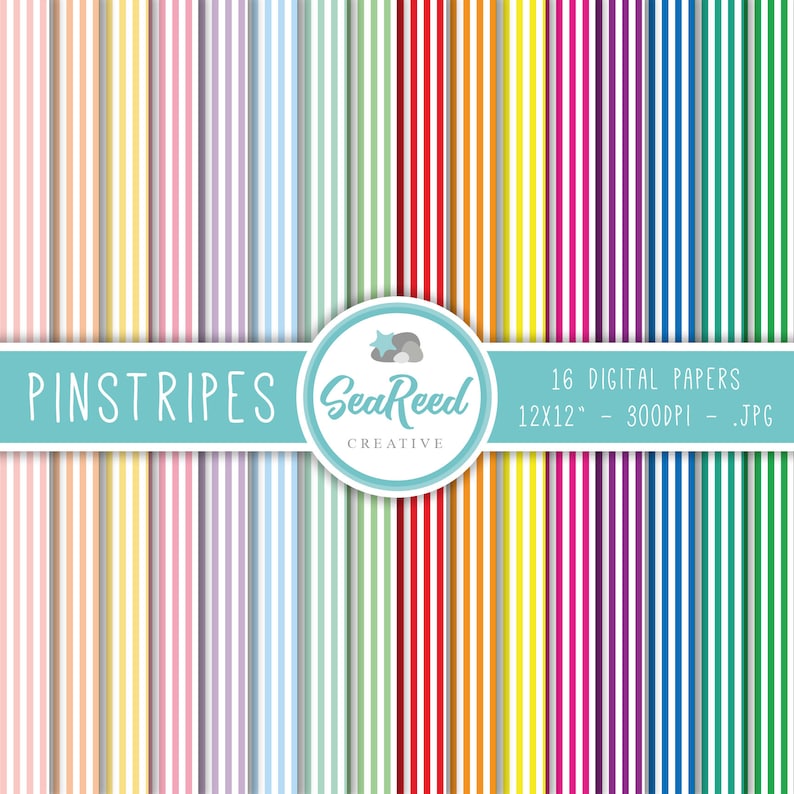 Candy Stripe Digital Paper, Pinstripe Digital Paper, Horizontal Stripes ...