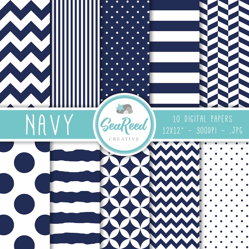Navy Digital Paper Pack, Navy Blue Digital Scrapbook Paper, Navy ...