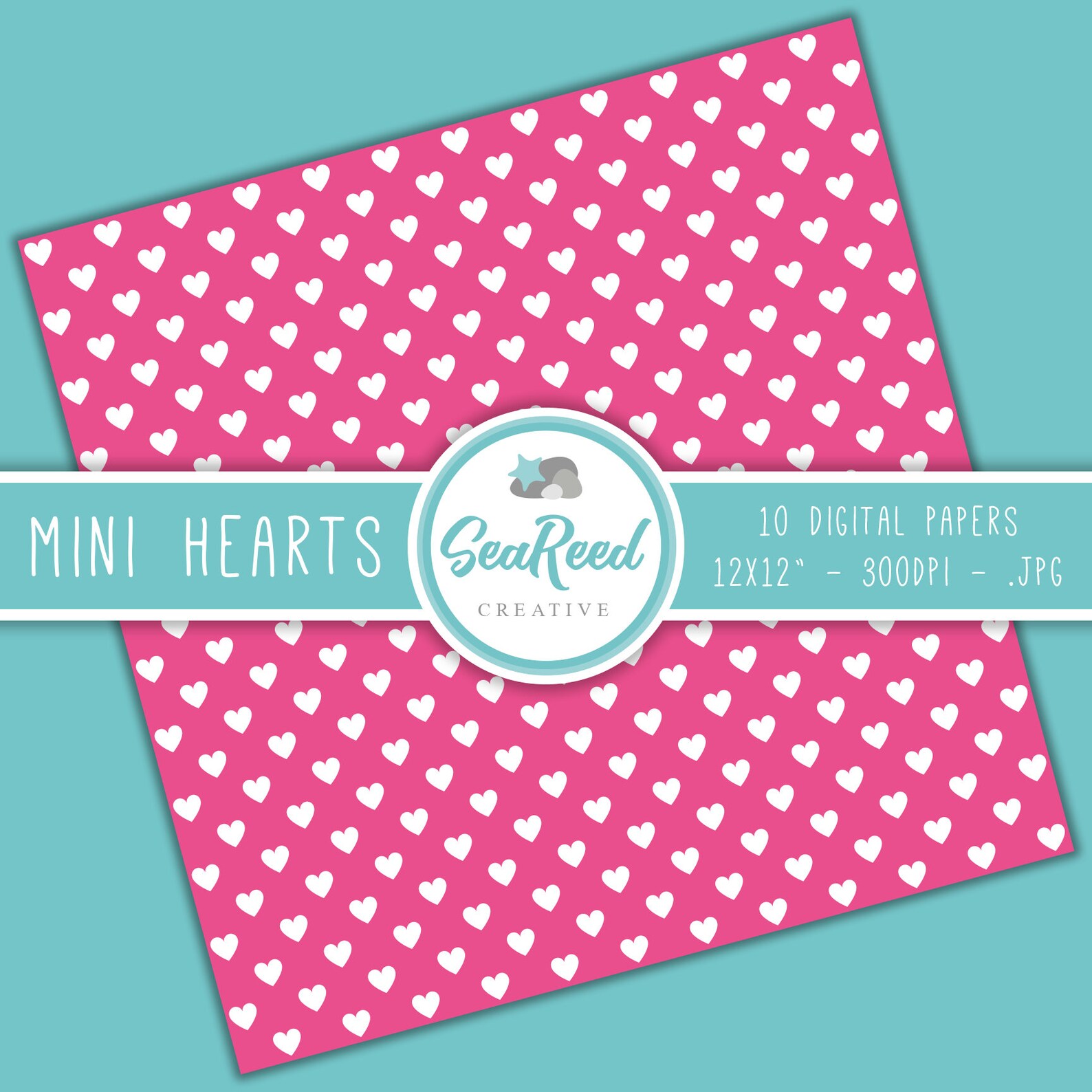 Mini Heart Digital Paper, Valentines Paper, Love Digital Paper, Heart ...