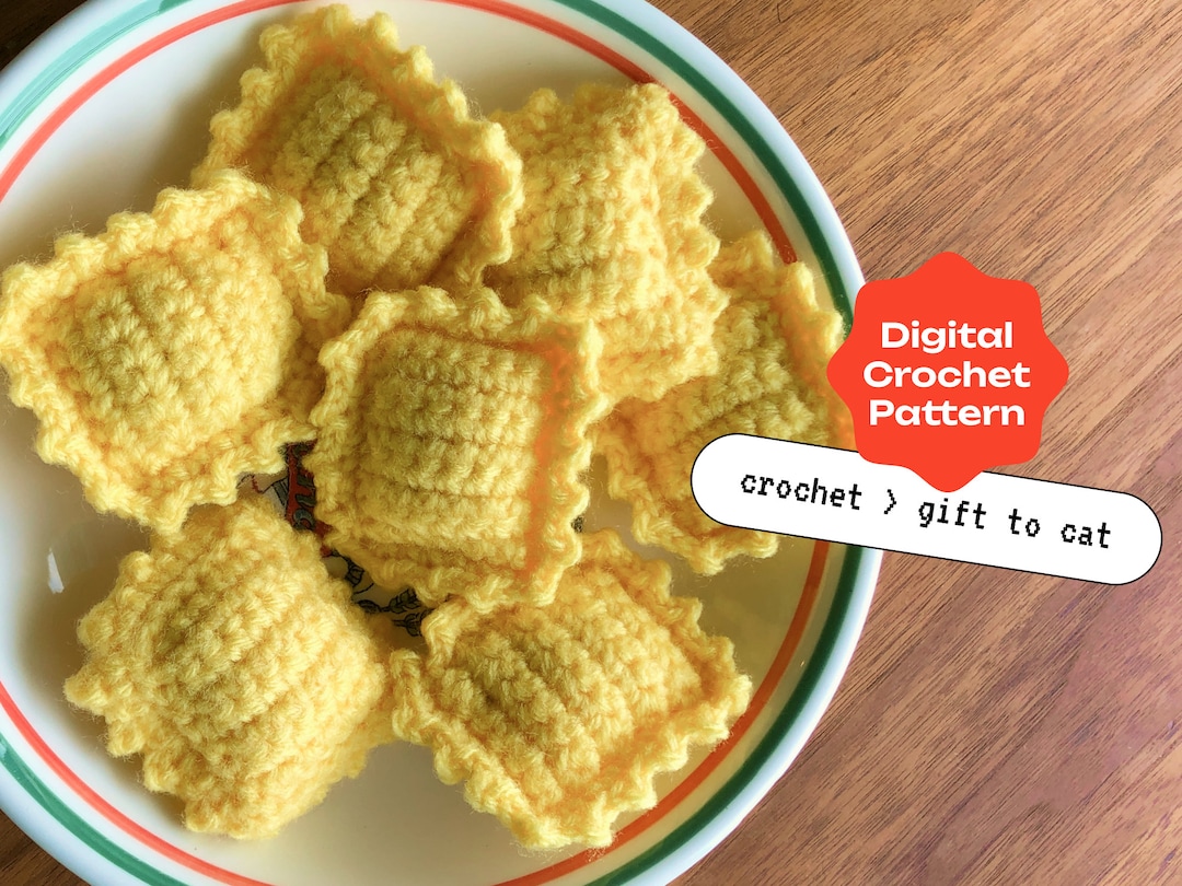 Crochet Pattern for Ravioli Catnip Toy - Pasta Crochet Pattern - Pet ...