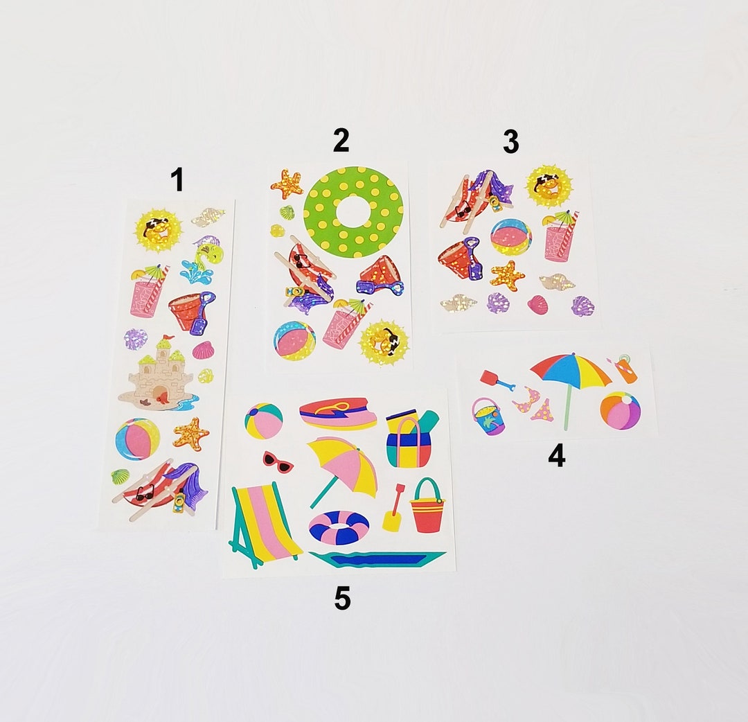 Vintage Beach Stickers-summer Stickers-swimming Pool, Umbrella Stickers ...