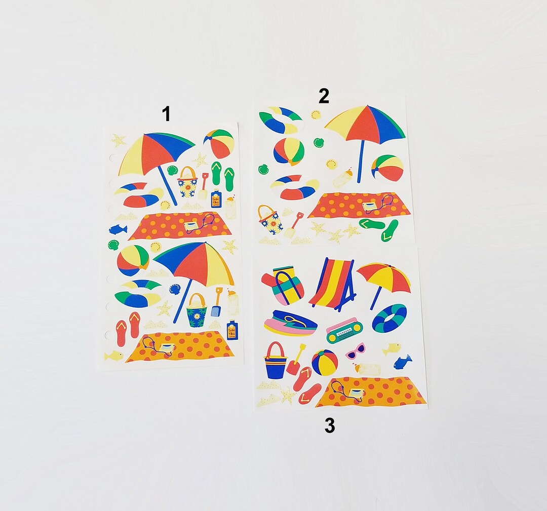 Vintage on the Beach Stickers-sunbathing Stickers-summer Stickers-ball ...