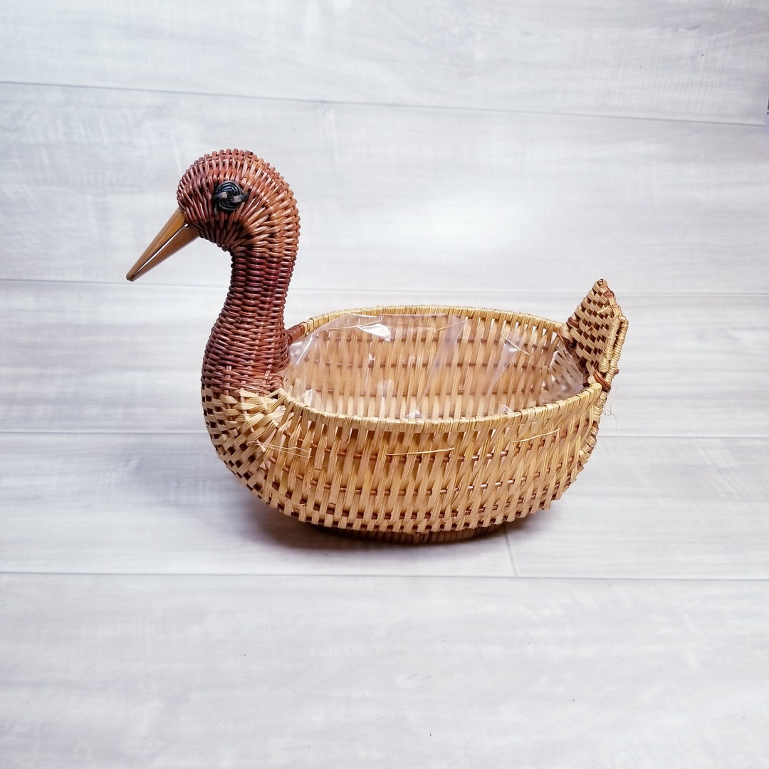 Vintage Wicker Duck Basket-vintage Wicker Goose Basket-vintage Woven ...