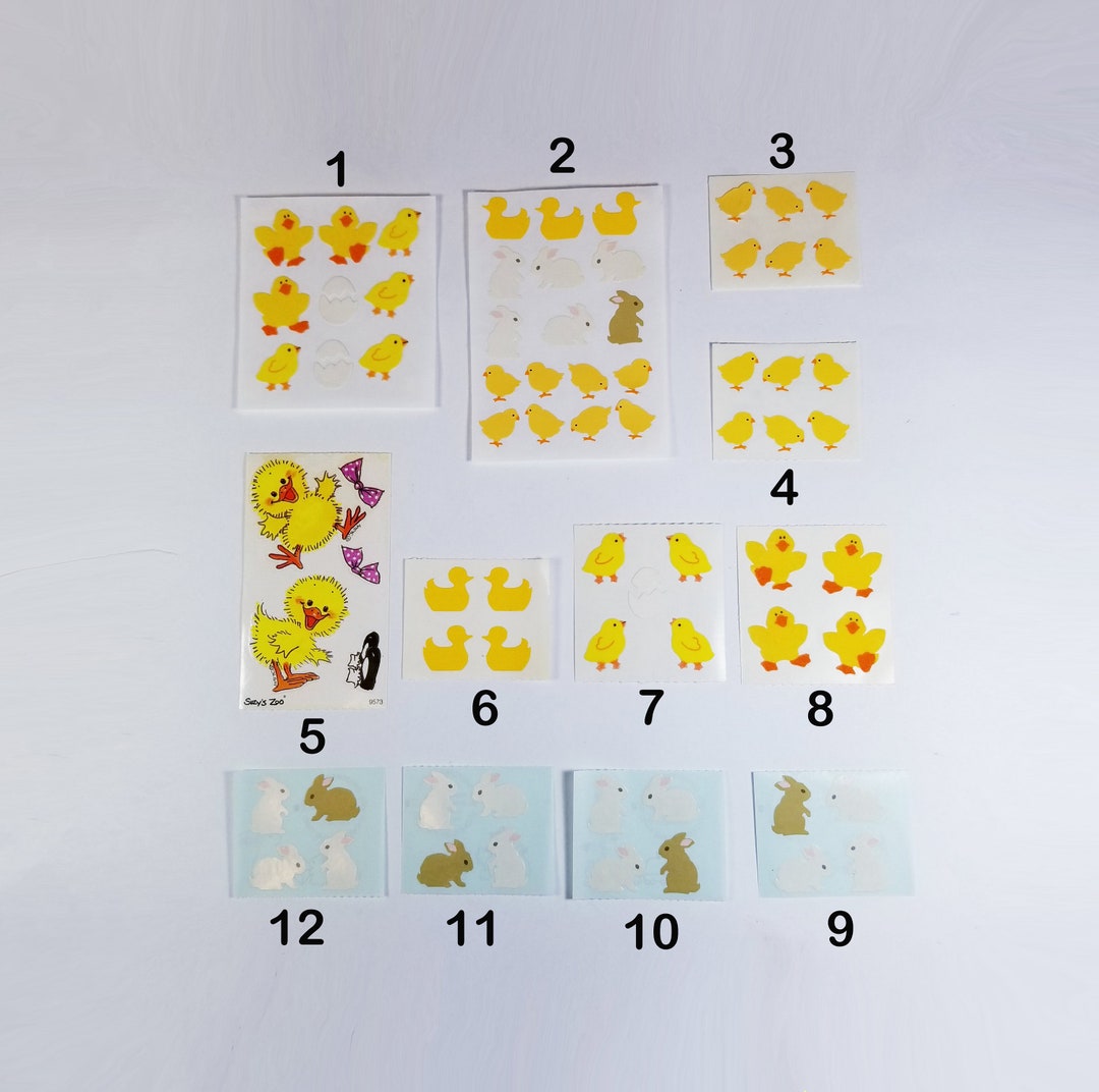 Vintage Chicks, Ducks and Rabbit Stickers-easter Stickers-spring ...