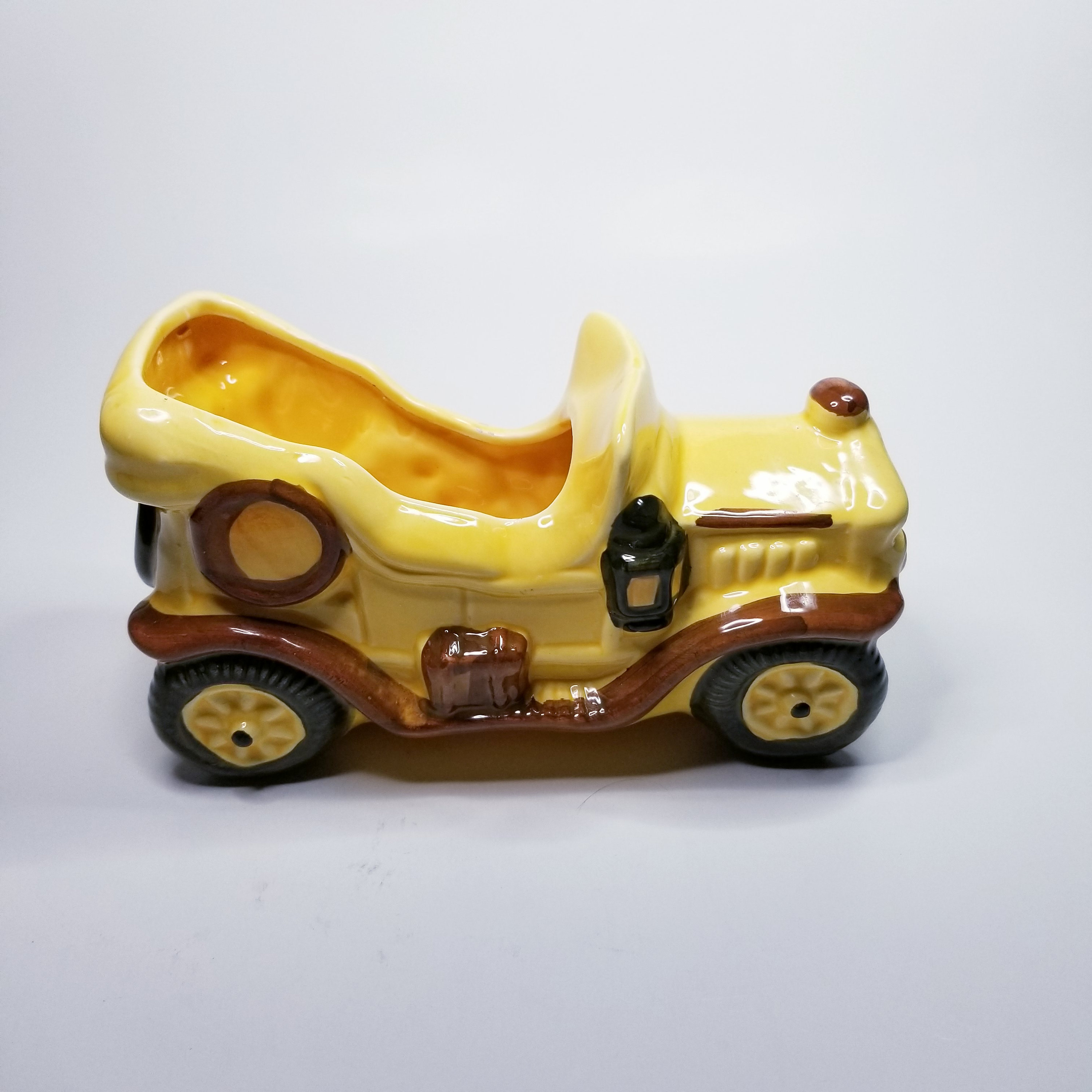 Vintage Yellow Ceramic Car Planter-artificial Flower Arrangement ...