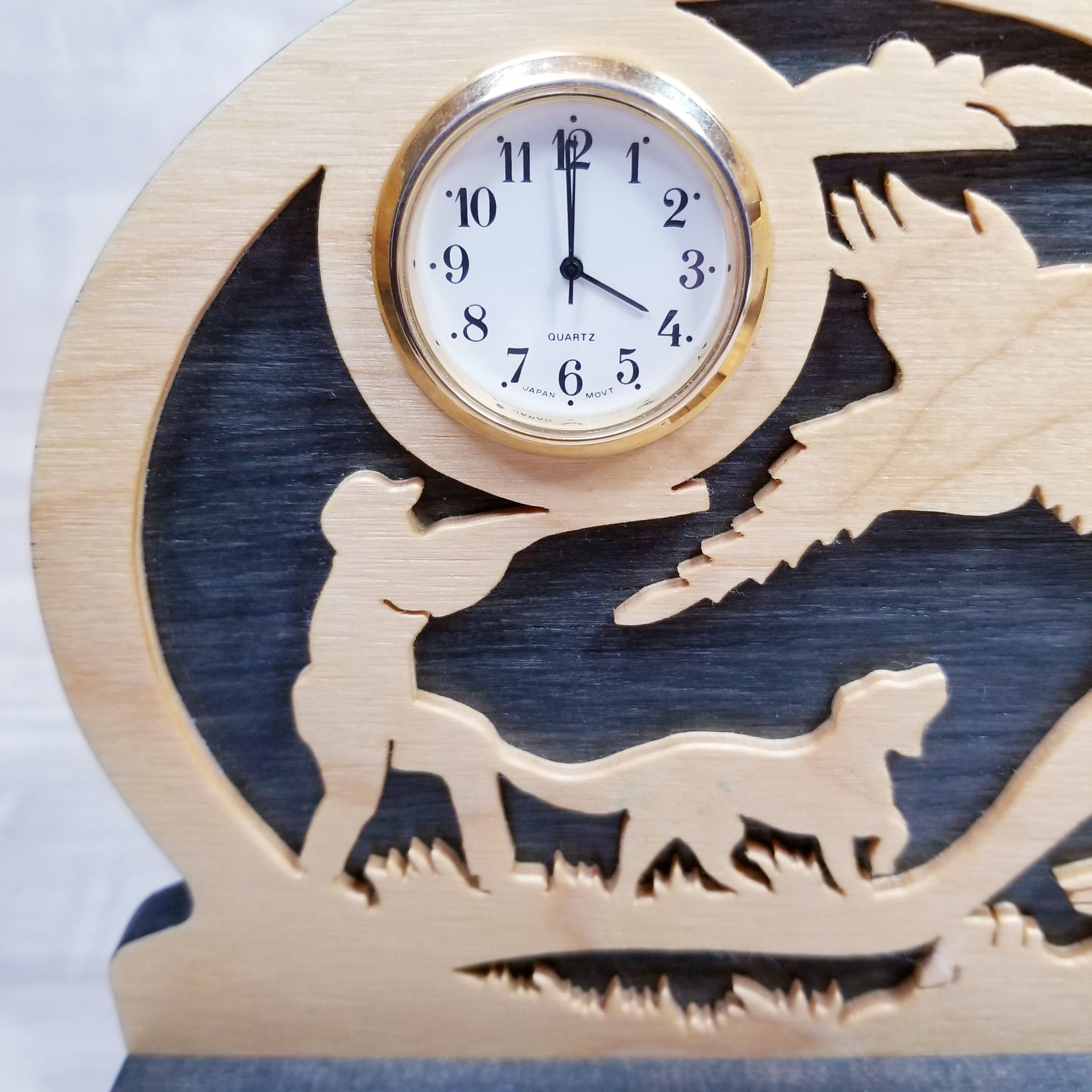 Vintage Wooden Pheasant Hunting Desk Clock-pheasant Hunting Scene Shelf ...