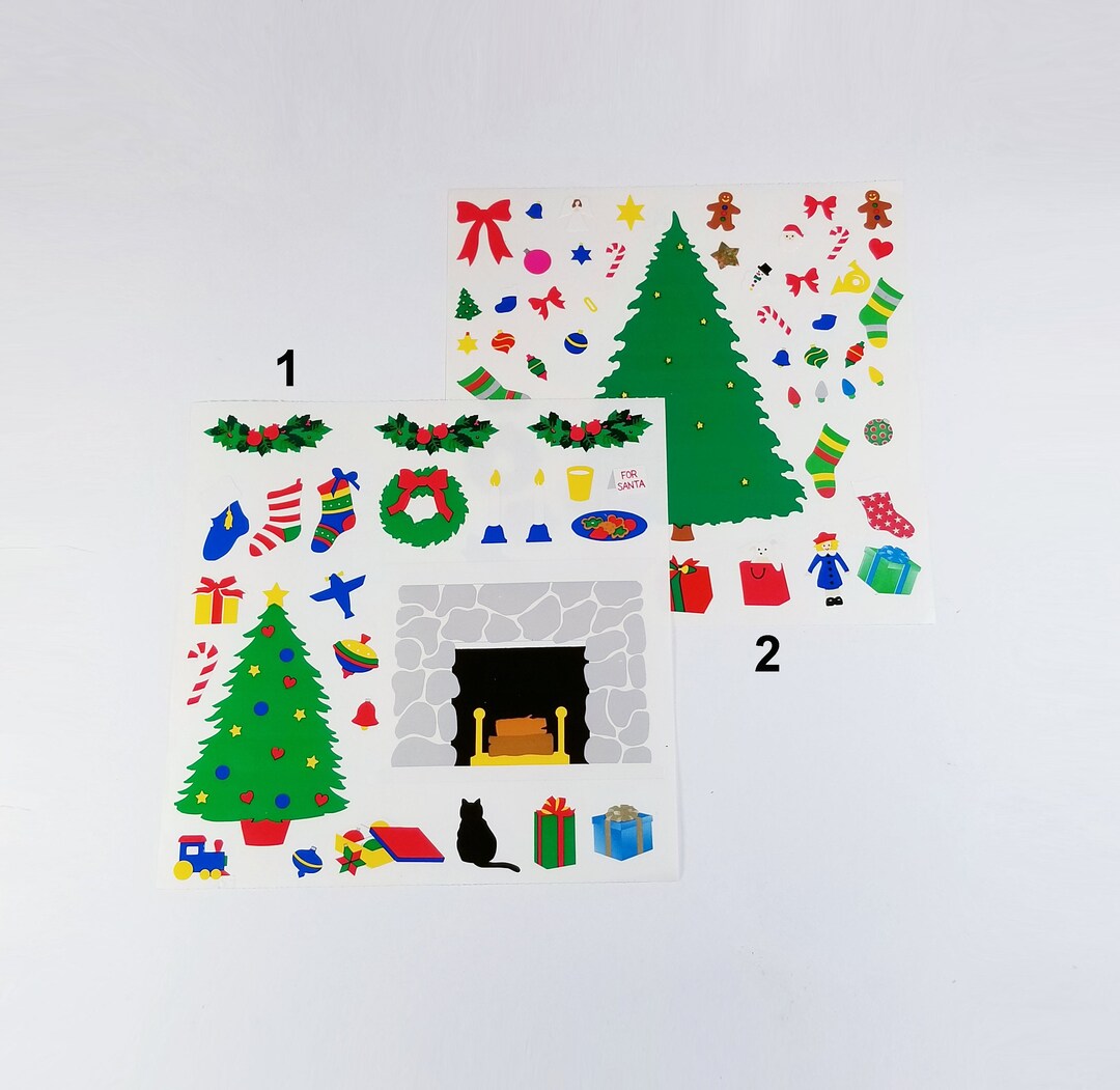 Vintage Christmas Sticker Activity Sheet-christmas Fireplace Sticker ...
