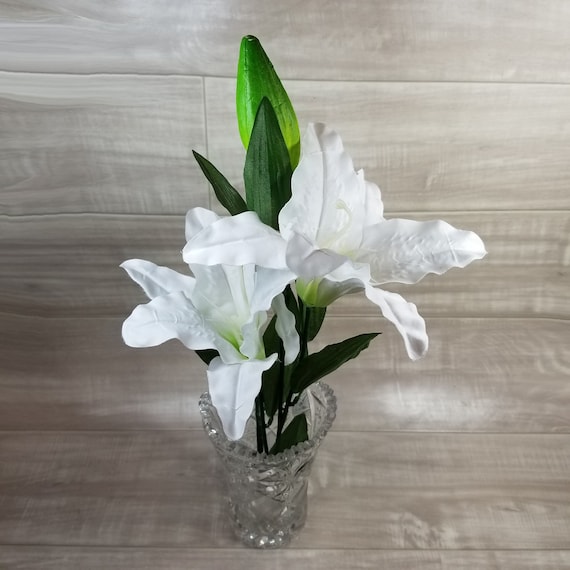 Artificial Silk White Lily-artificial White Lily Stem-faux | Etsy