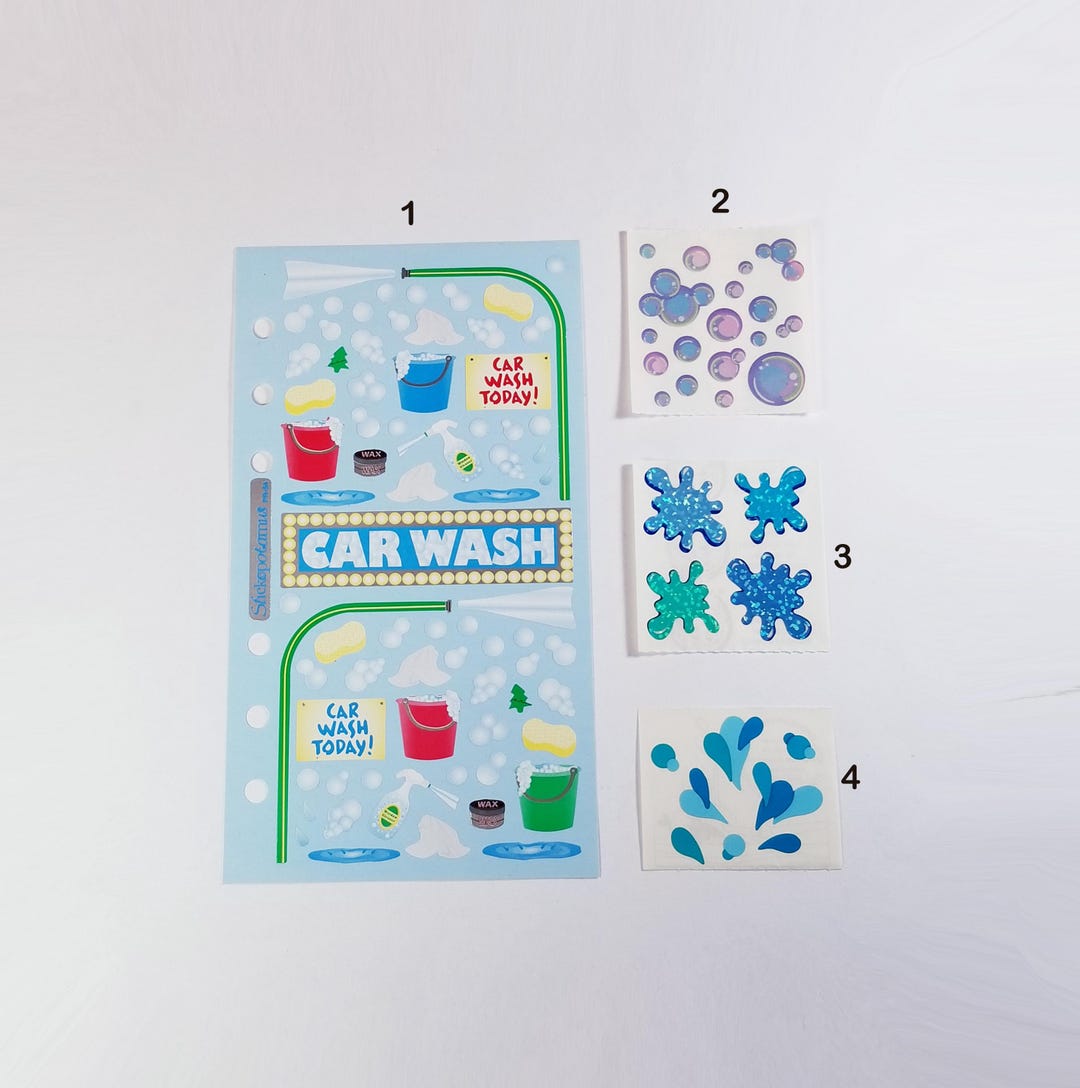 Vintage Car Wash Stickers-bubbles Stickers-water Puddle Stickers-water ...