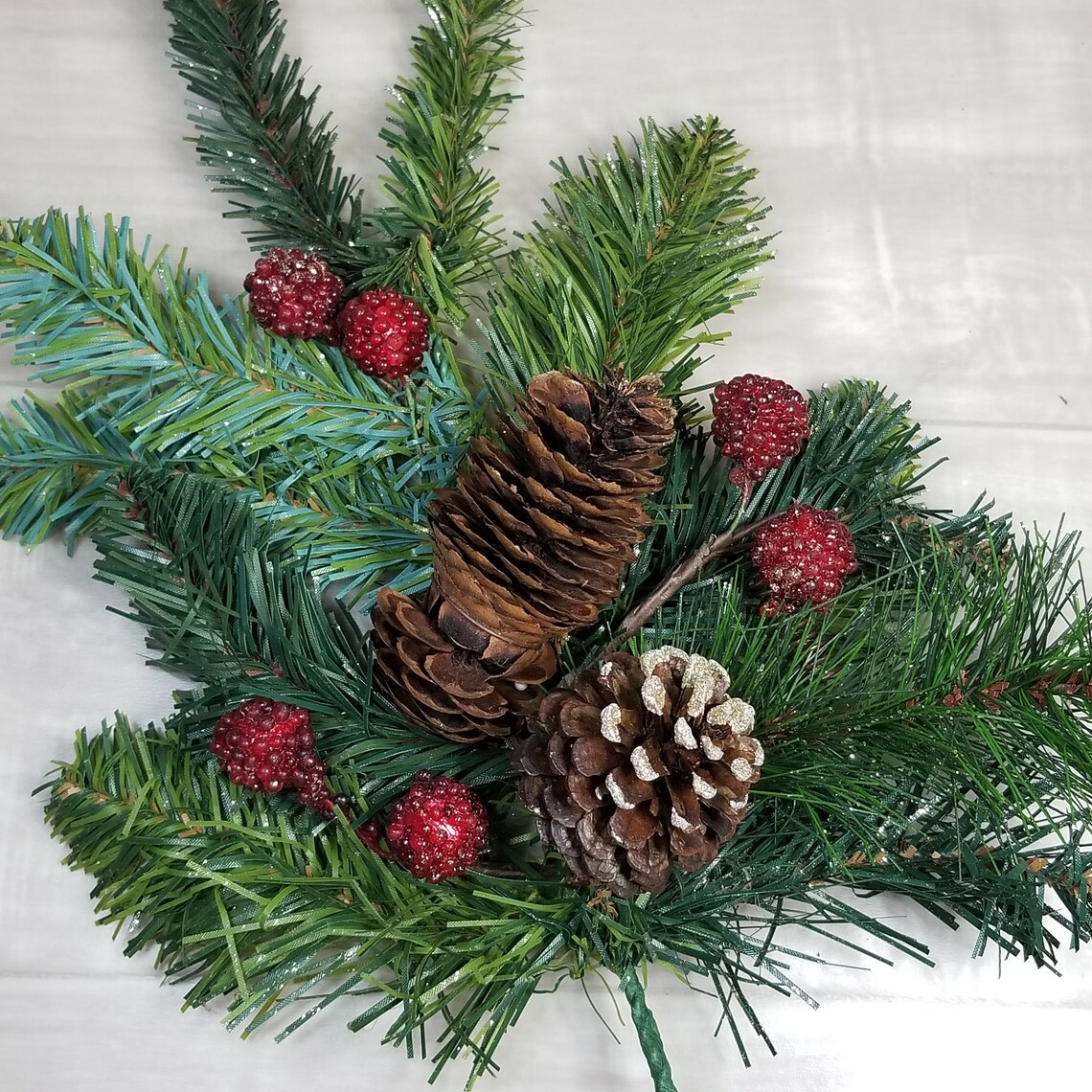 Mixed Pine Spray With Large Berries and Two Pinecones-christmas Floral ...