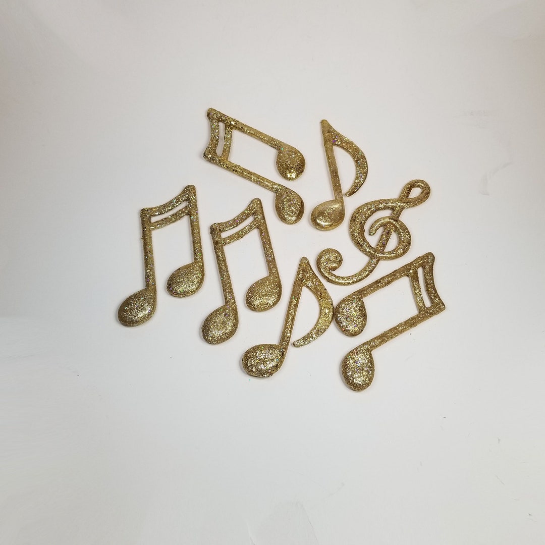 7 Vintage Gold Glitter Musical Notes-christmas Tree Ornament-musical ...