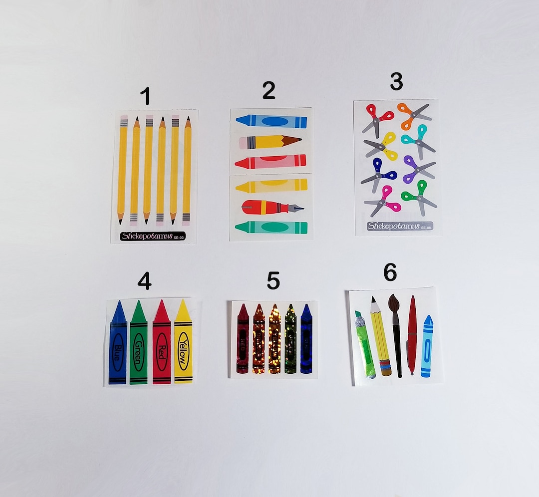 Vintage Crayons and Pencils Stickers-sandylion Stickers-scissors ...