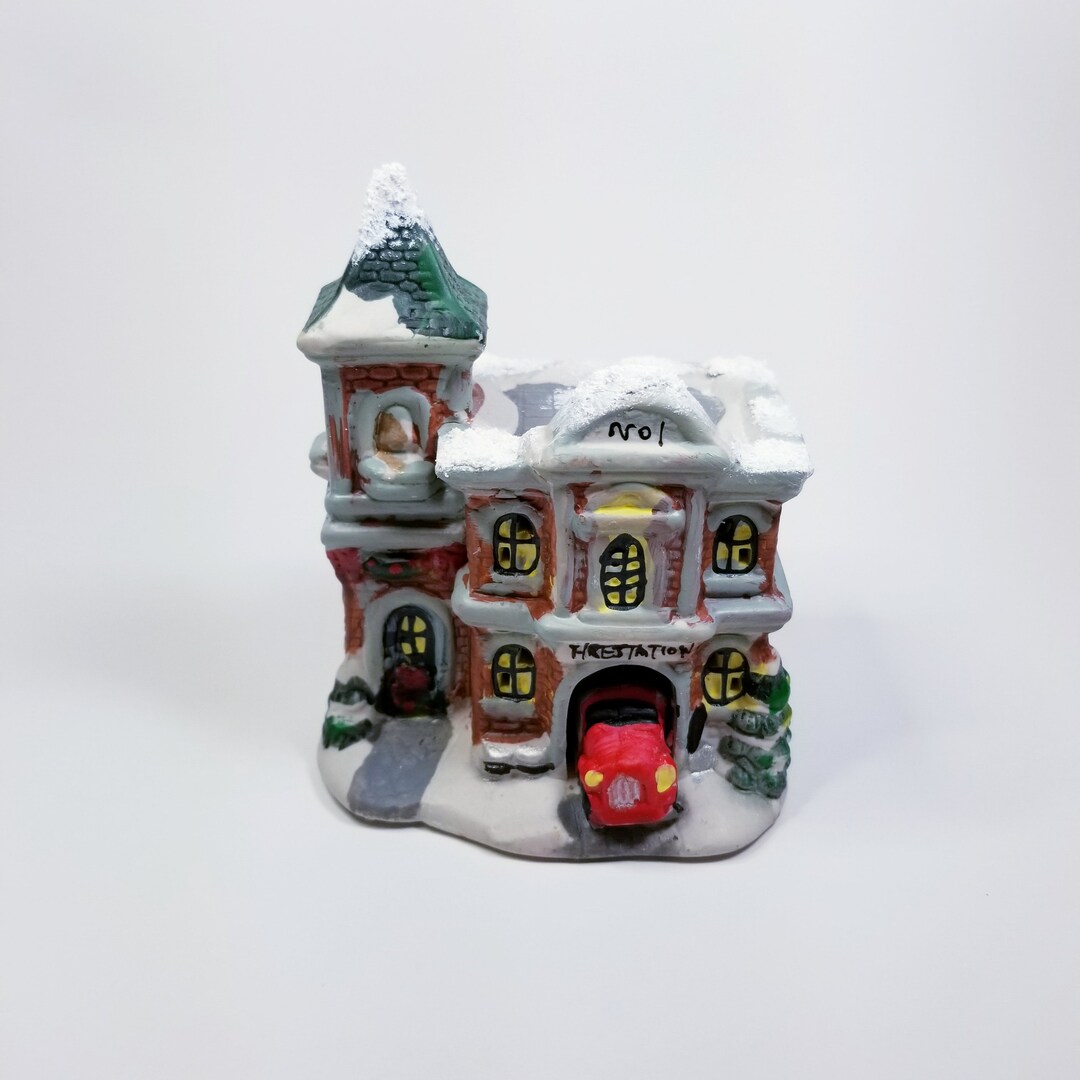 Vintage 'fire Station' Porcelain House-miniature Christmas Village ...