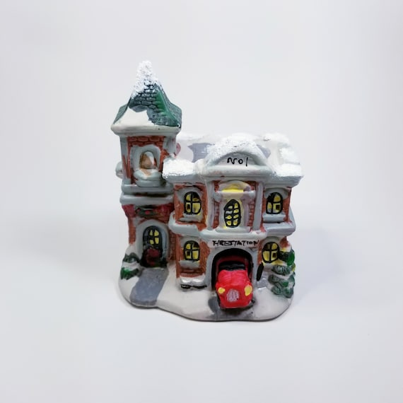 Vintage 'fire Station' Porcelain House-miniature - Etsy