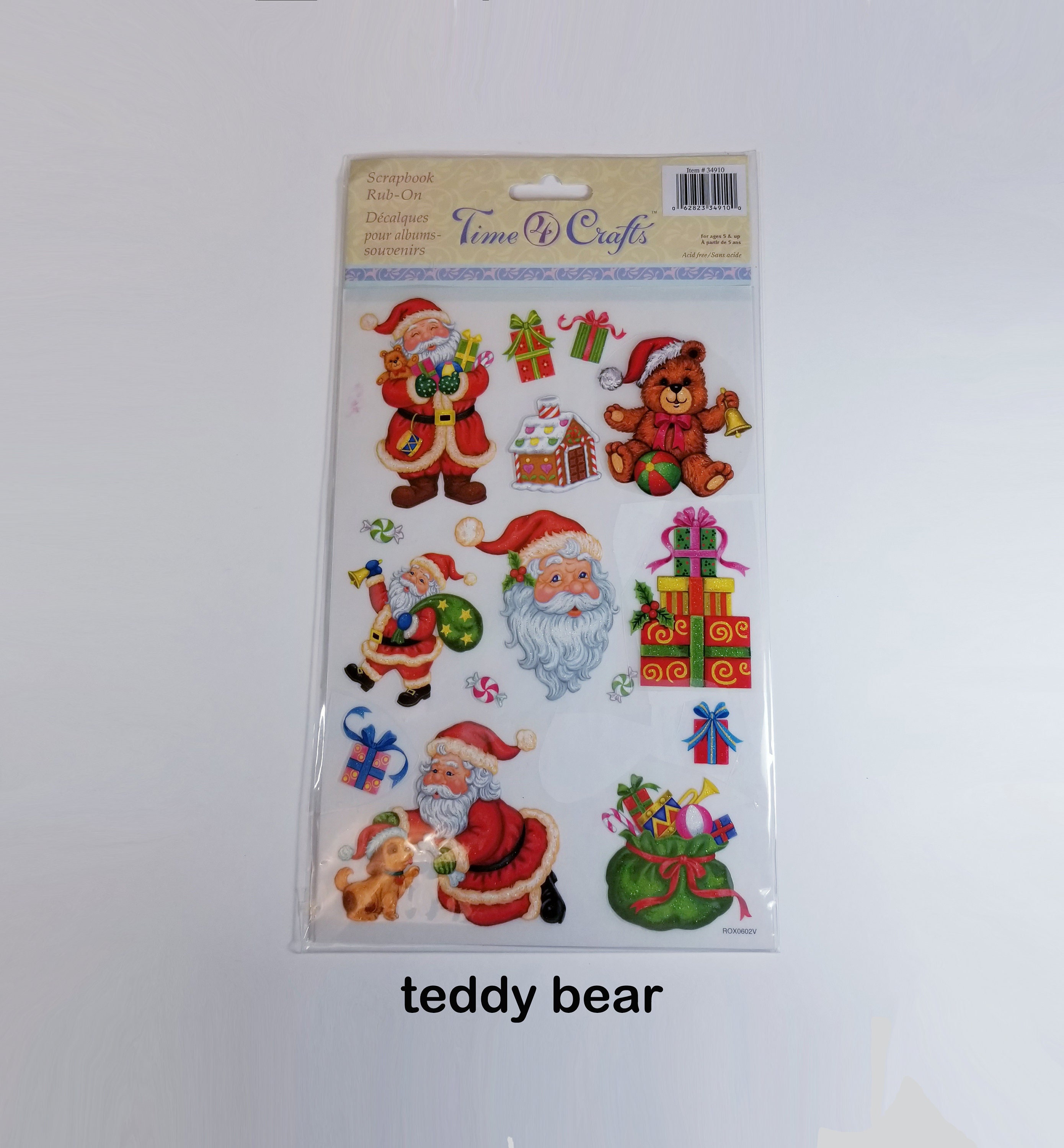 Vintage Rub-on Christmas Transfers, Rub-on Santa, Rub-on Snowflakes ...