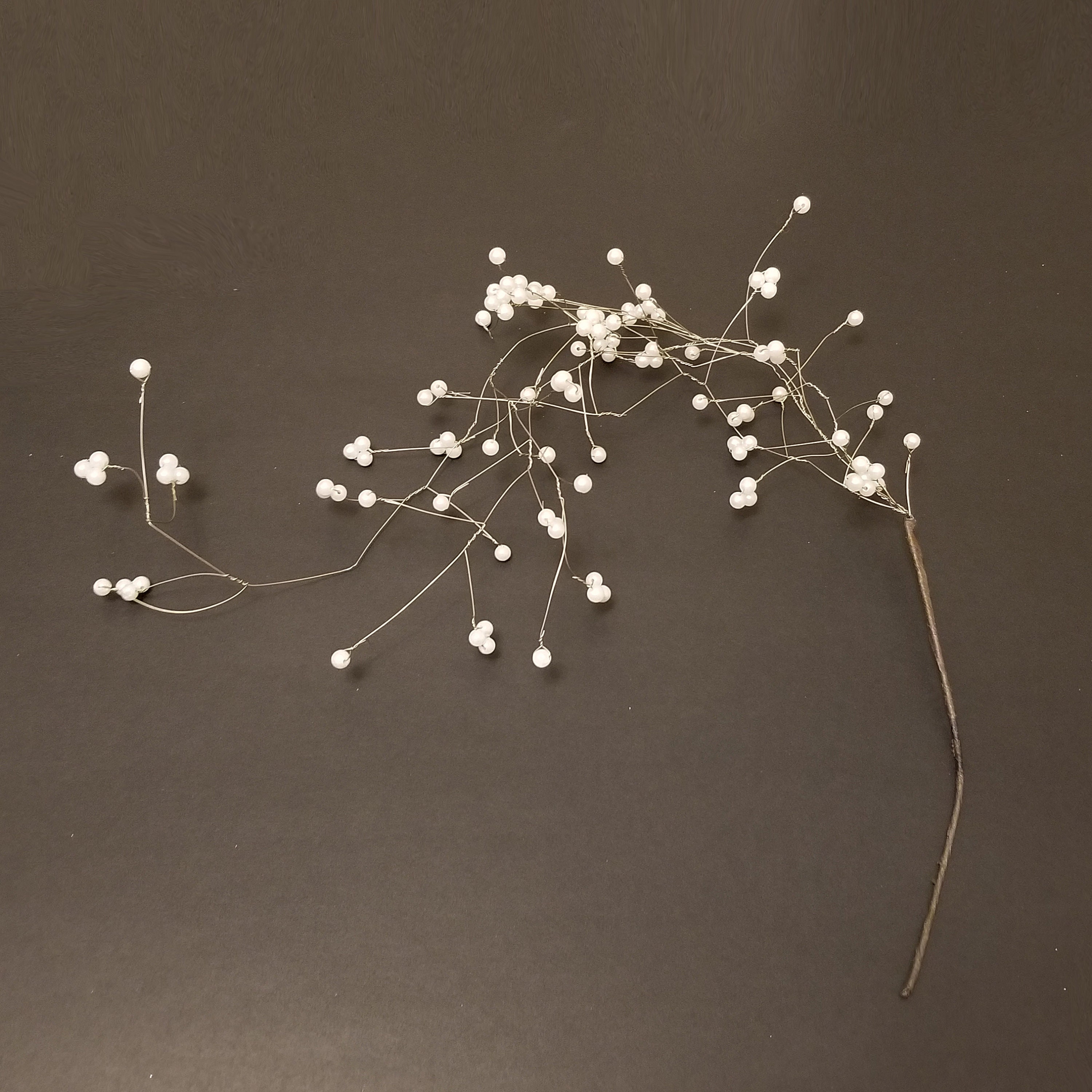 White Beads on Wire Spray Branch-floral Arrangement Stem-wreath ...