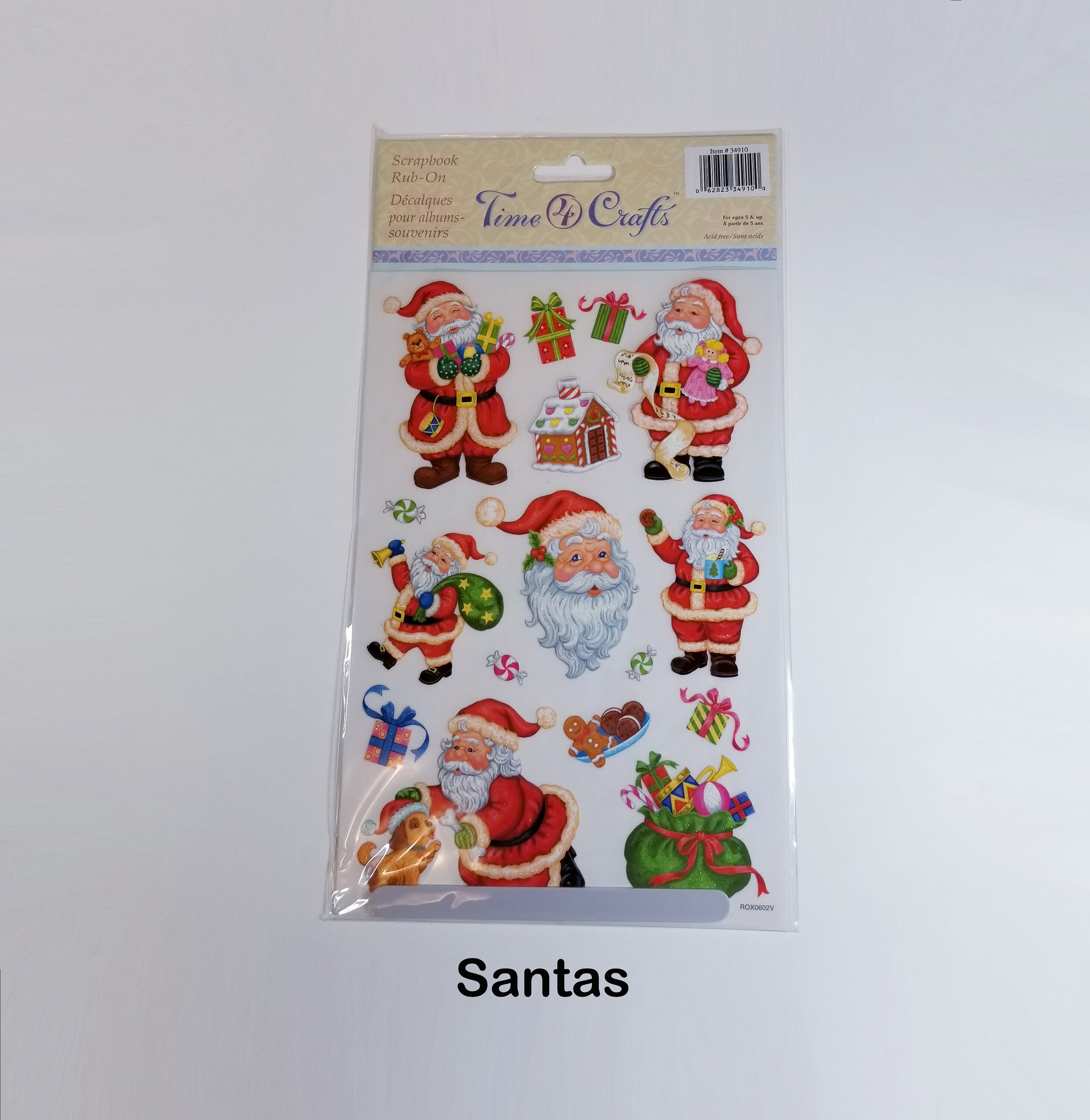 Vintage Rub-on Christmas Transfers, Rub-on Santa, Rub-on Snowflakes ...