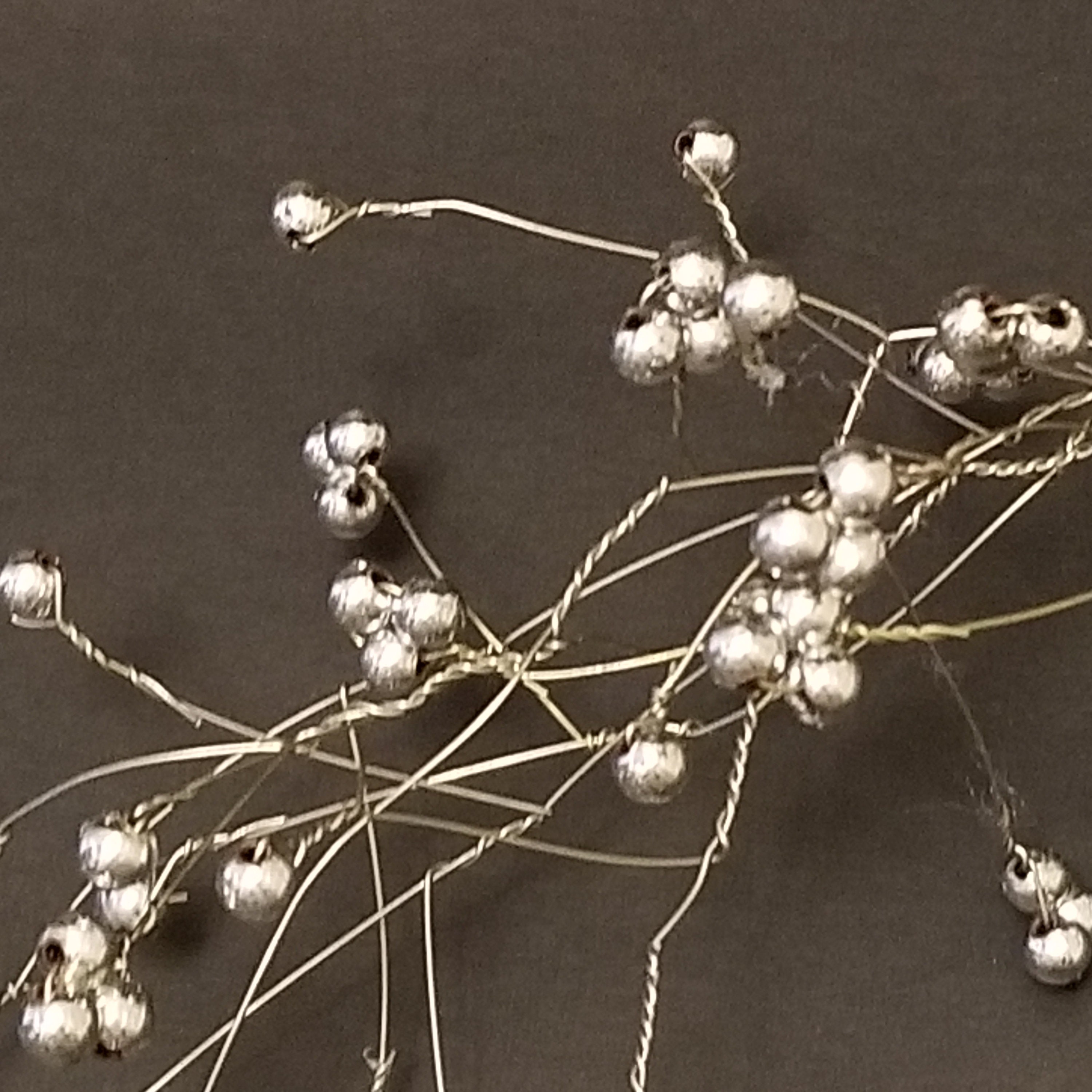Silver Beads on Wire Spray Branch-floral Arrangement Stem-wreath ...