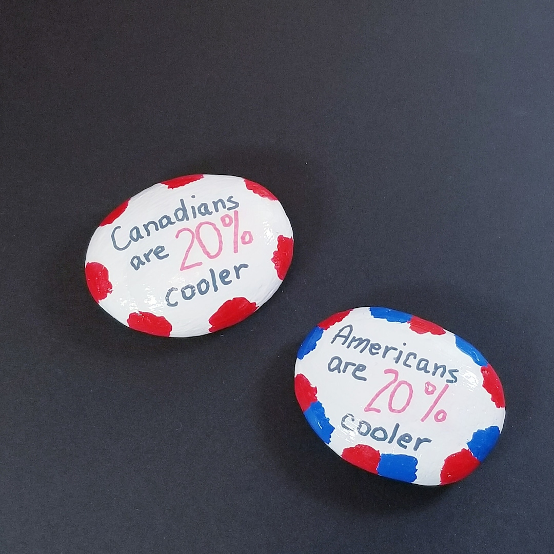 20 % Cooler Painted Stone Rock-cooler Canadians Rock-cooler Americans ...