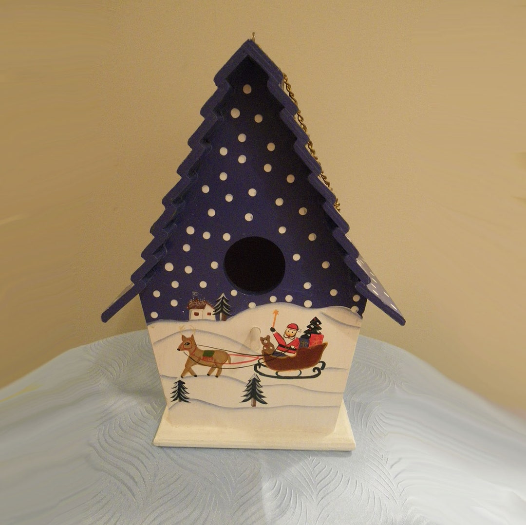 Wooden Bird House Santa Theme-outdoors Garden Yard Patio Bird House ...