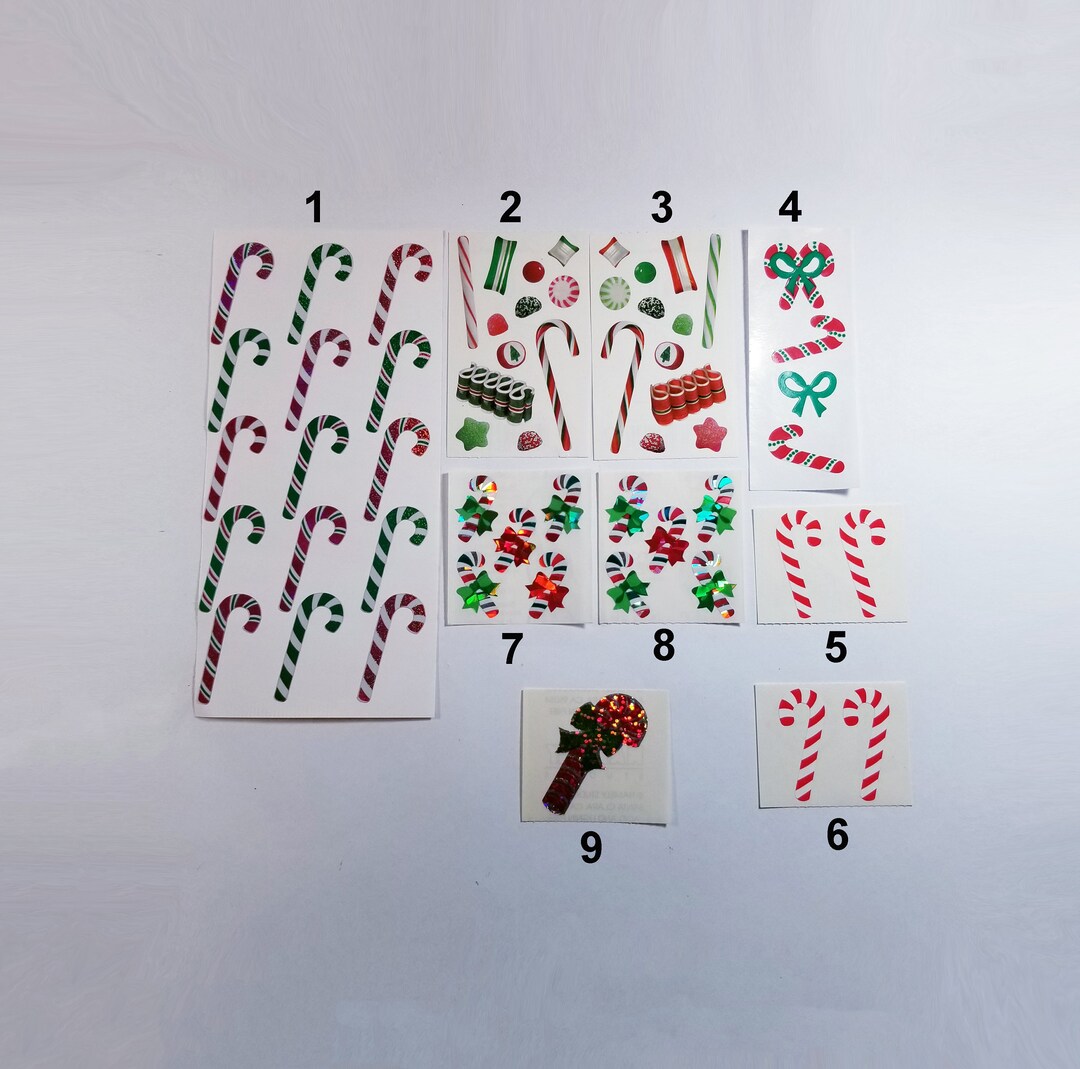 Vintage Candy Cane Stickers-christmas Candy Cane Sticker Sheet ...