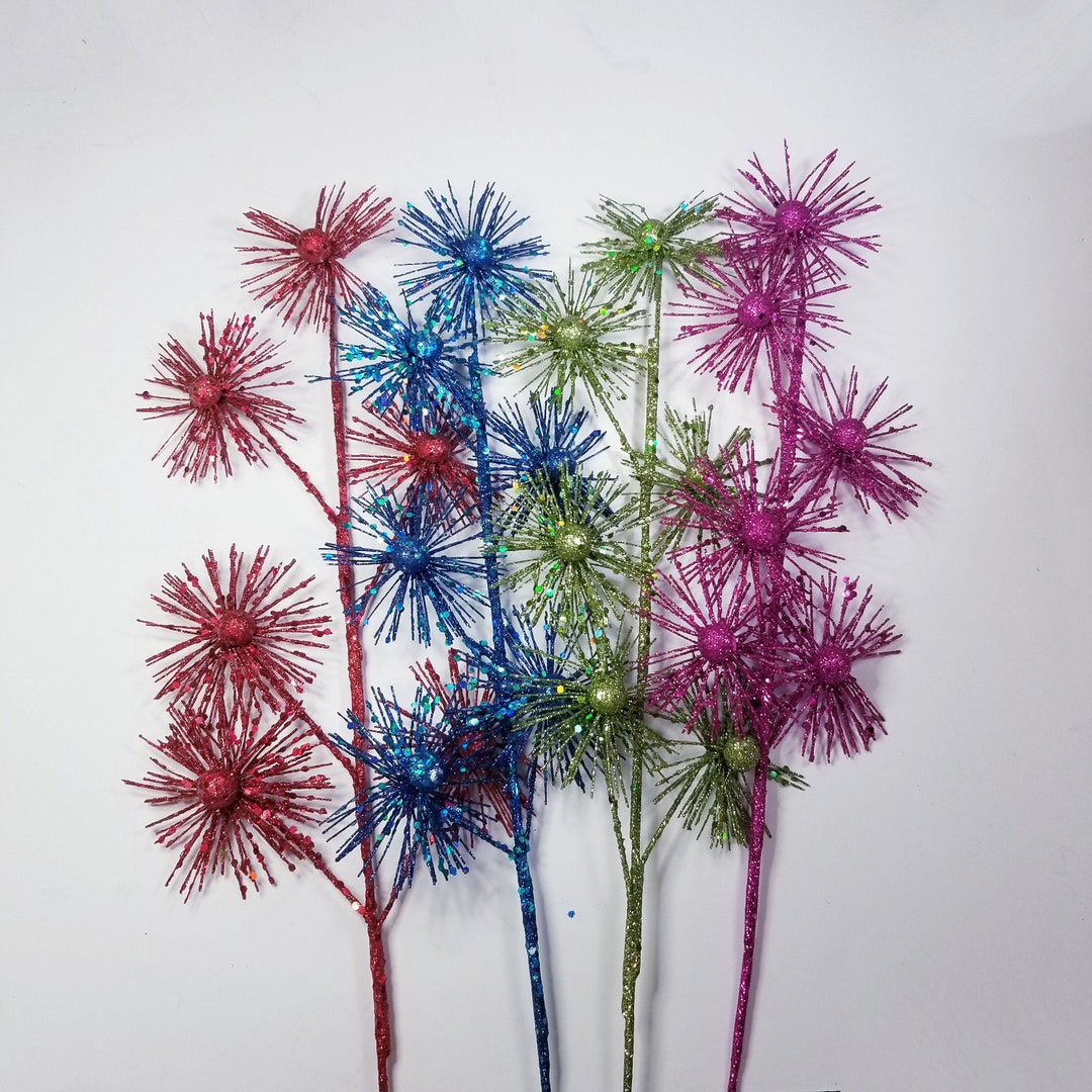 Artificial Glitter Starburst Flower Spray - 20"-floral Arrangement ...