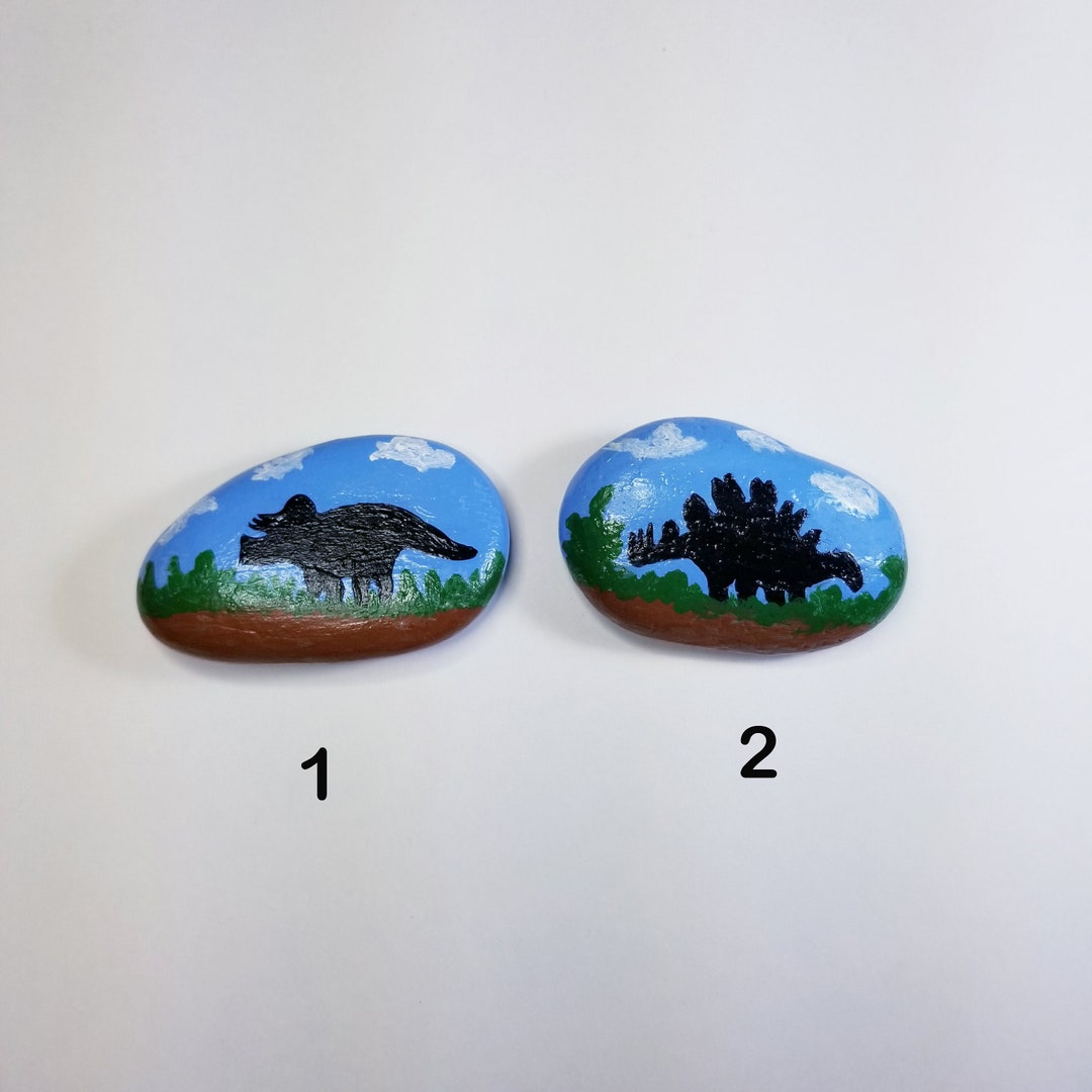 Hand Painted Dinosaur Stone-dinosaur Rock-pocket Rock-comfort Stone-kid ...