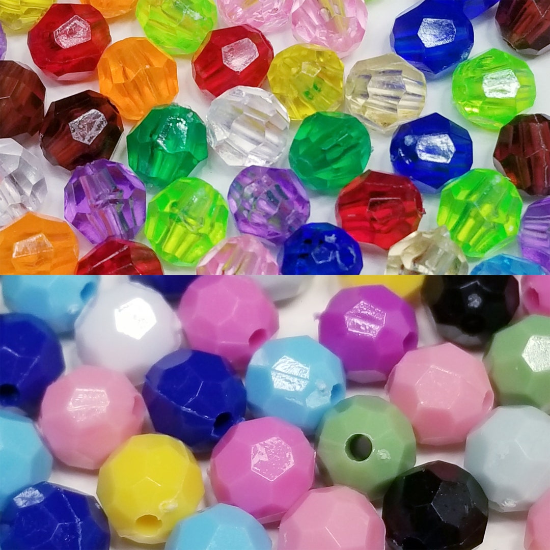 50 Faceted Round 8mm Acrylic Beads for Bracelet, Earrings, Jewelry ...