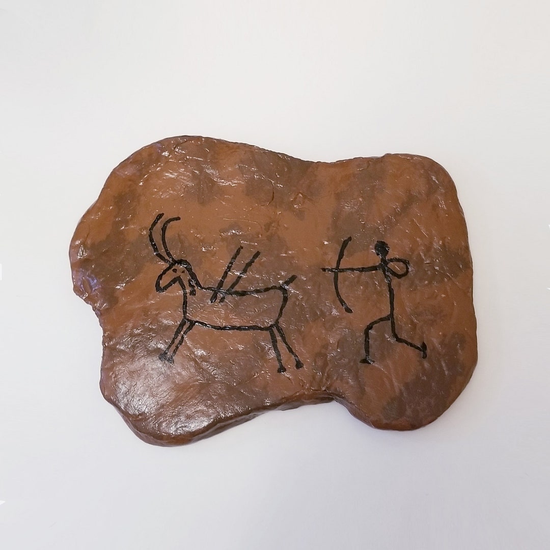 The Hunt-caveman Hunter Cave Painting-prehistoric Cave Art on Hanging ...