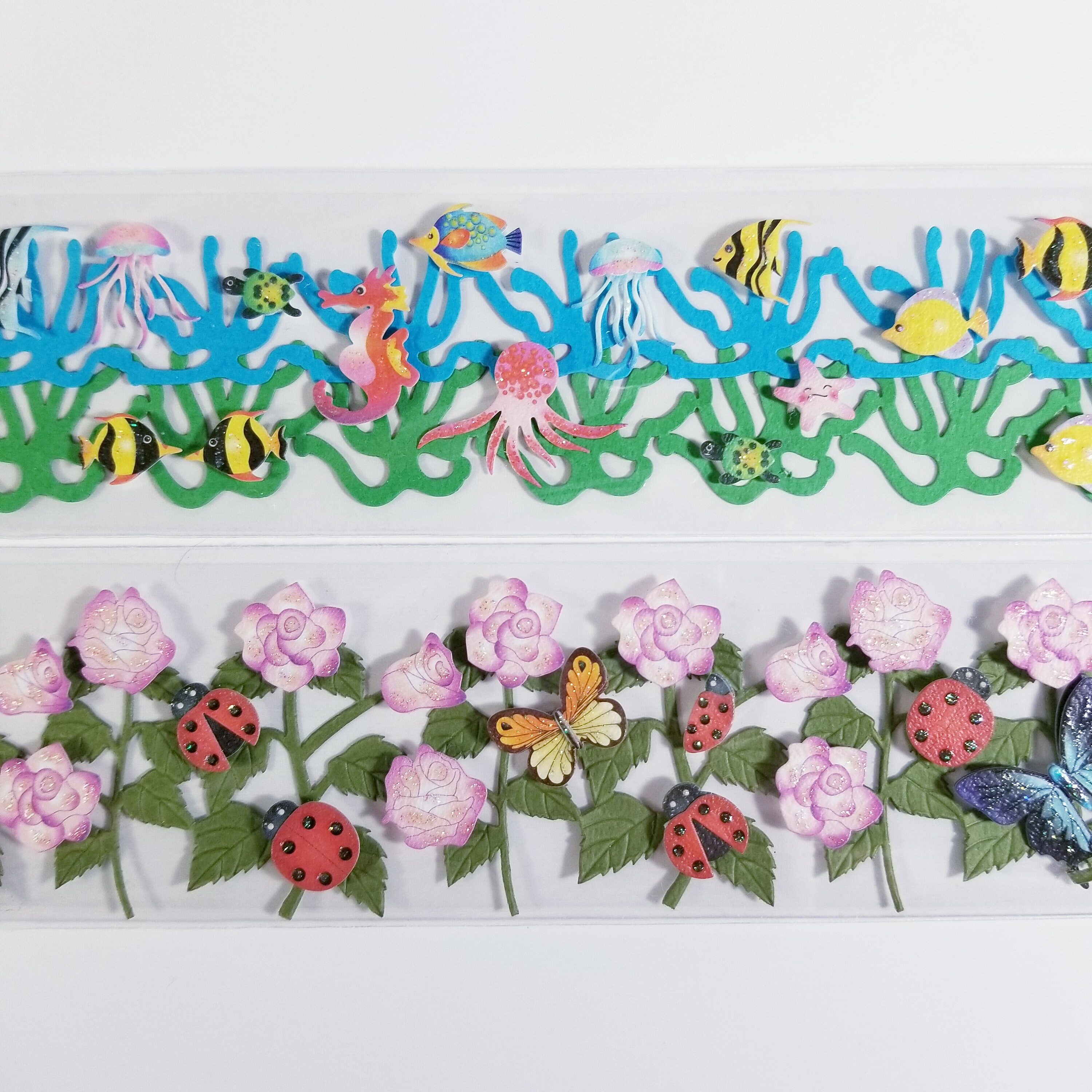 Vintage 3D Glitter Self Stick Border-sunflower, Roses, Flower, Ocean ...