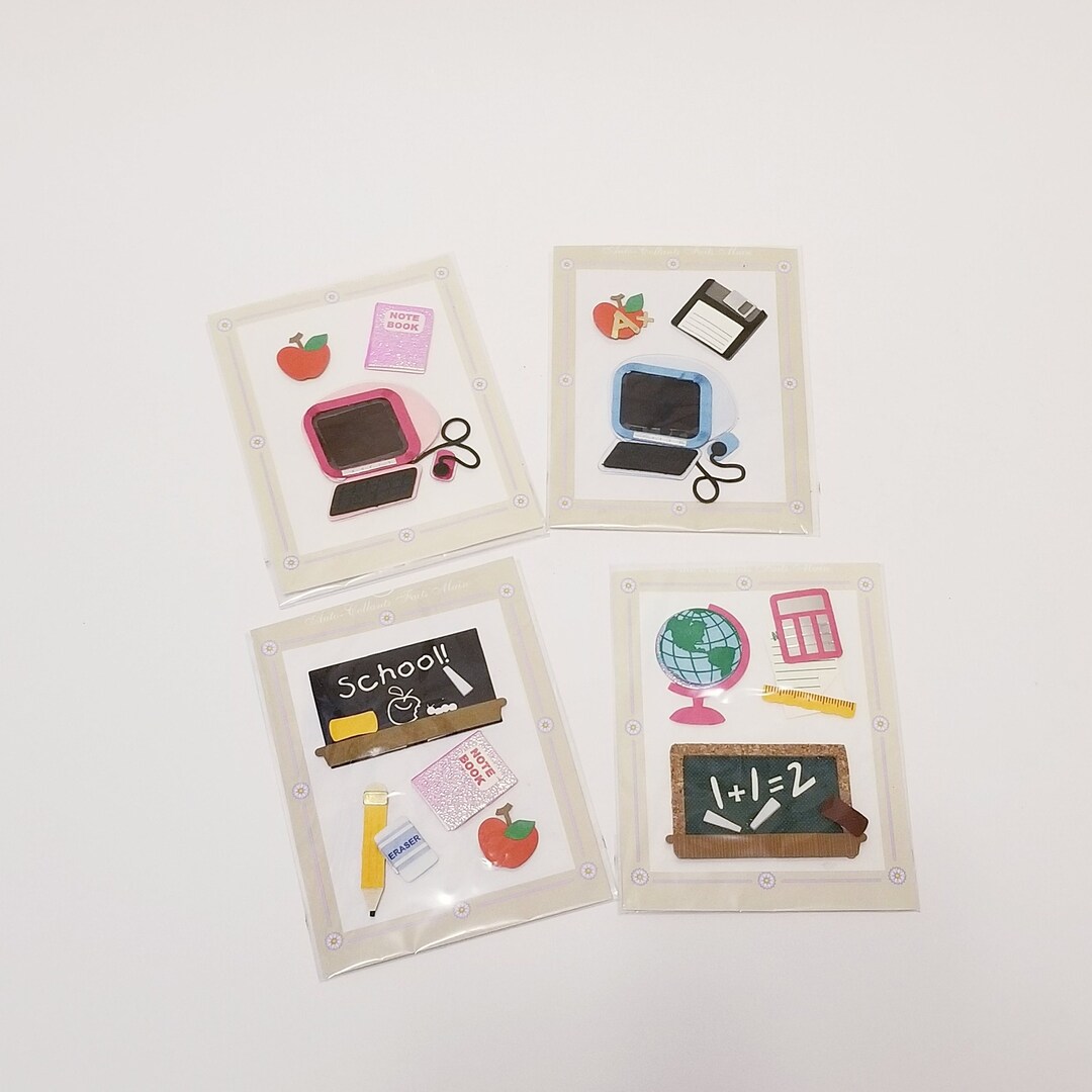 Vintage Dimensional 3D School Scrapbooking Stickers-computer ...