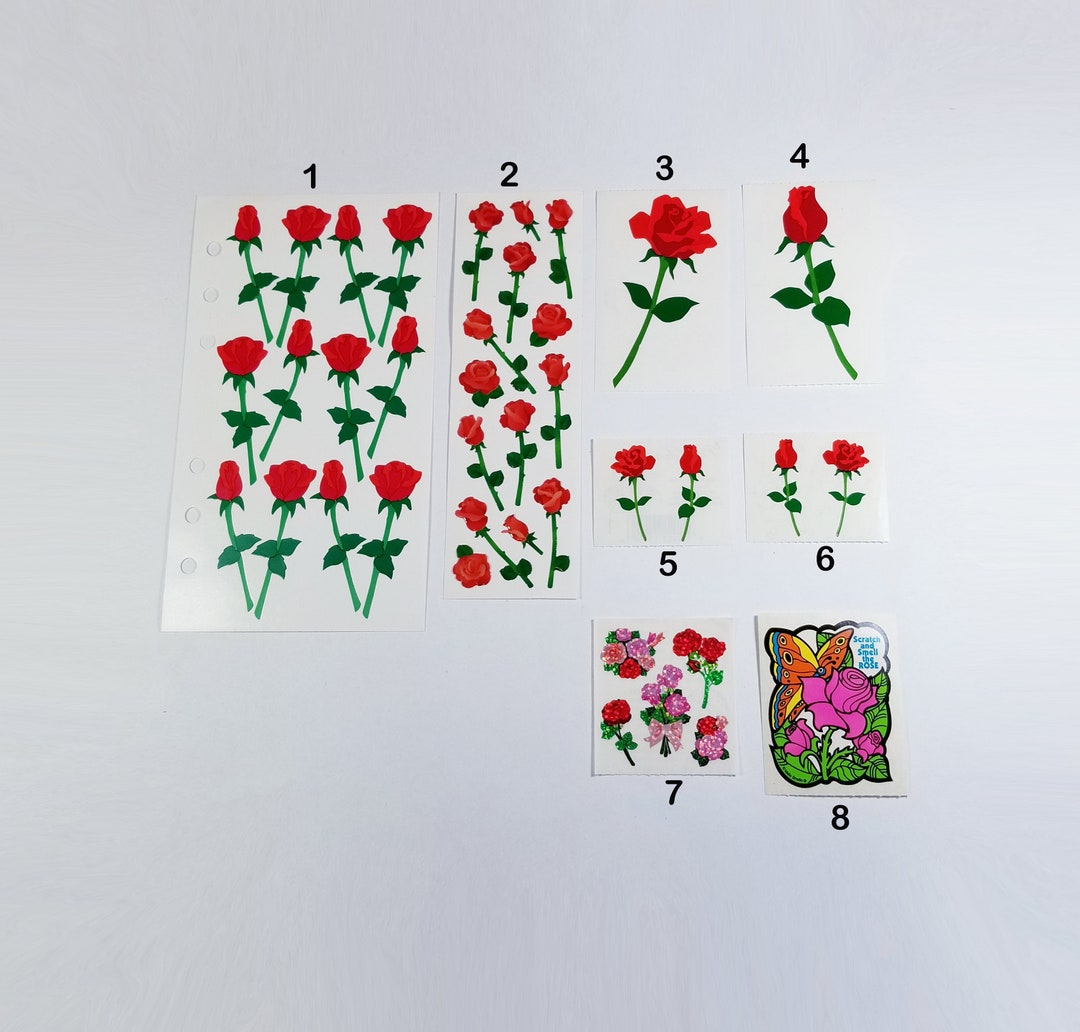 Vintage Red Roses Stickers-roses Stickers-summer Flower Stickers ...