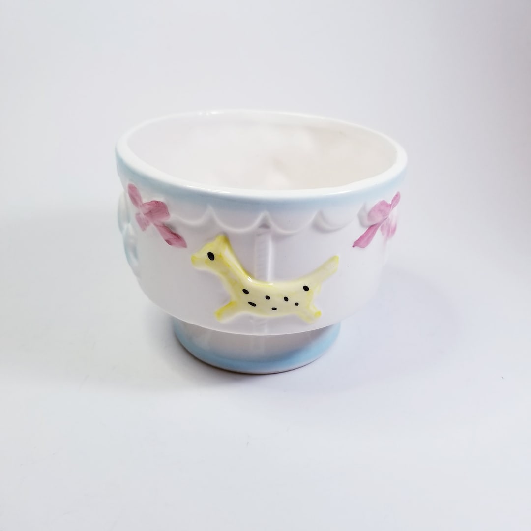 Vintage Ceramic Animal Carousel Baby Planter-baby Flower Arrangement ...