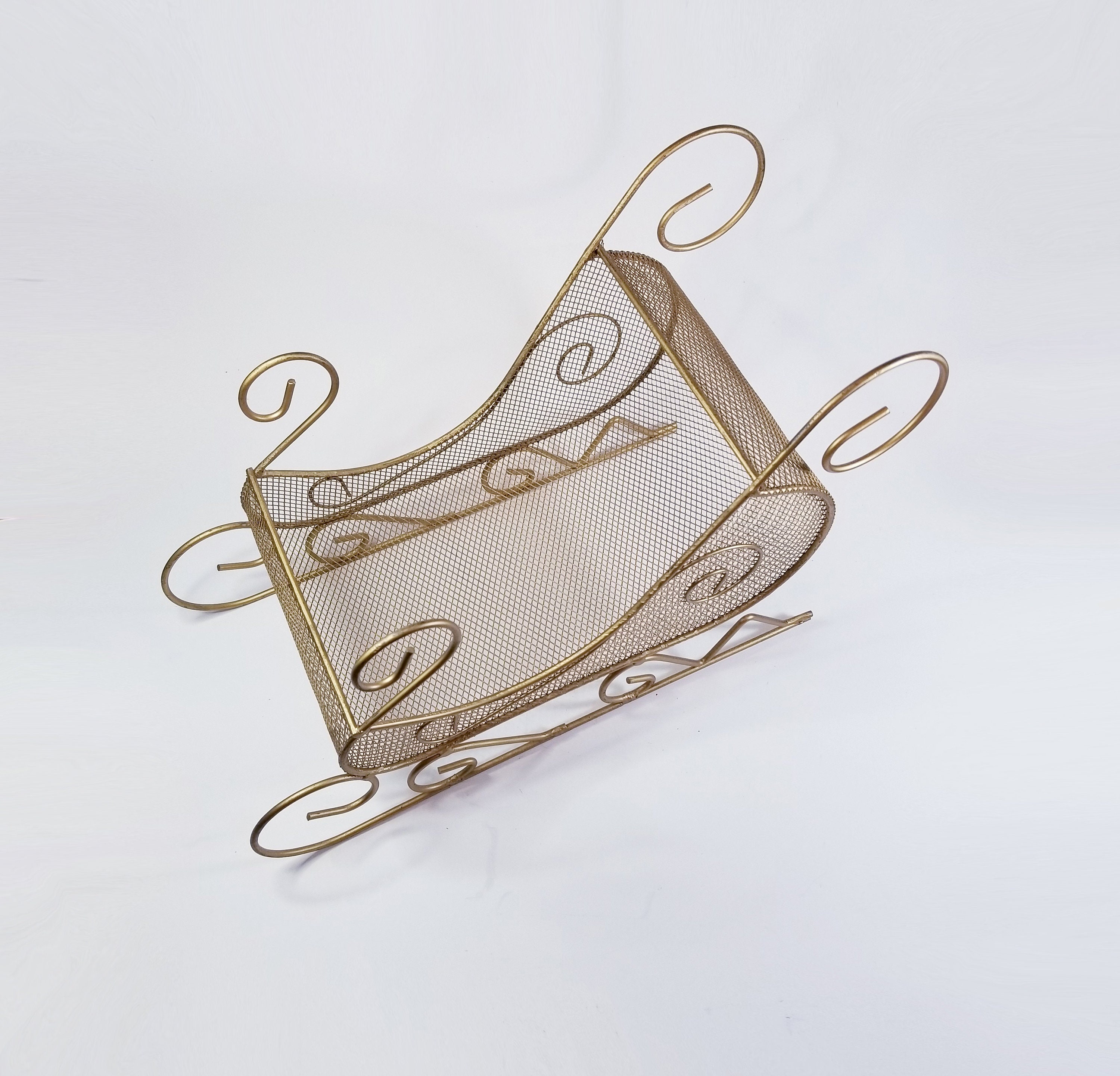 Vintage Santa's Gold Mesh Medium Sleigh-metal Sled Floral - Etsy