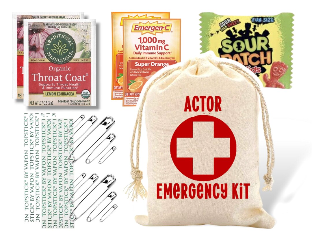 Mini Backstage Actor Emergency Kit Canvas Drawstring Bag Actors 4x6 ...