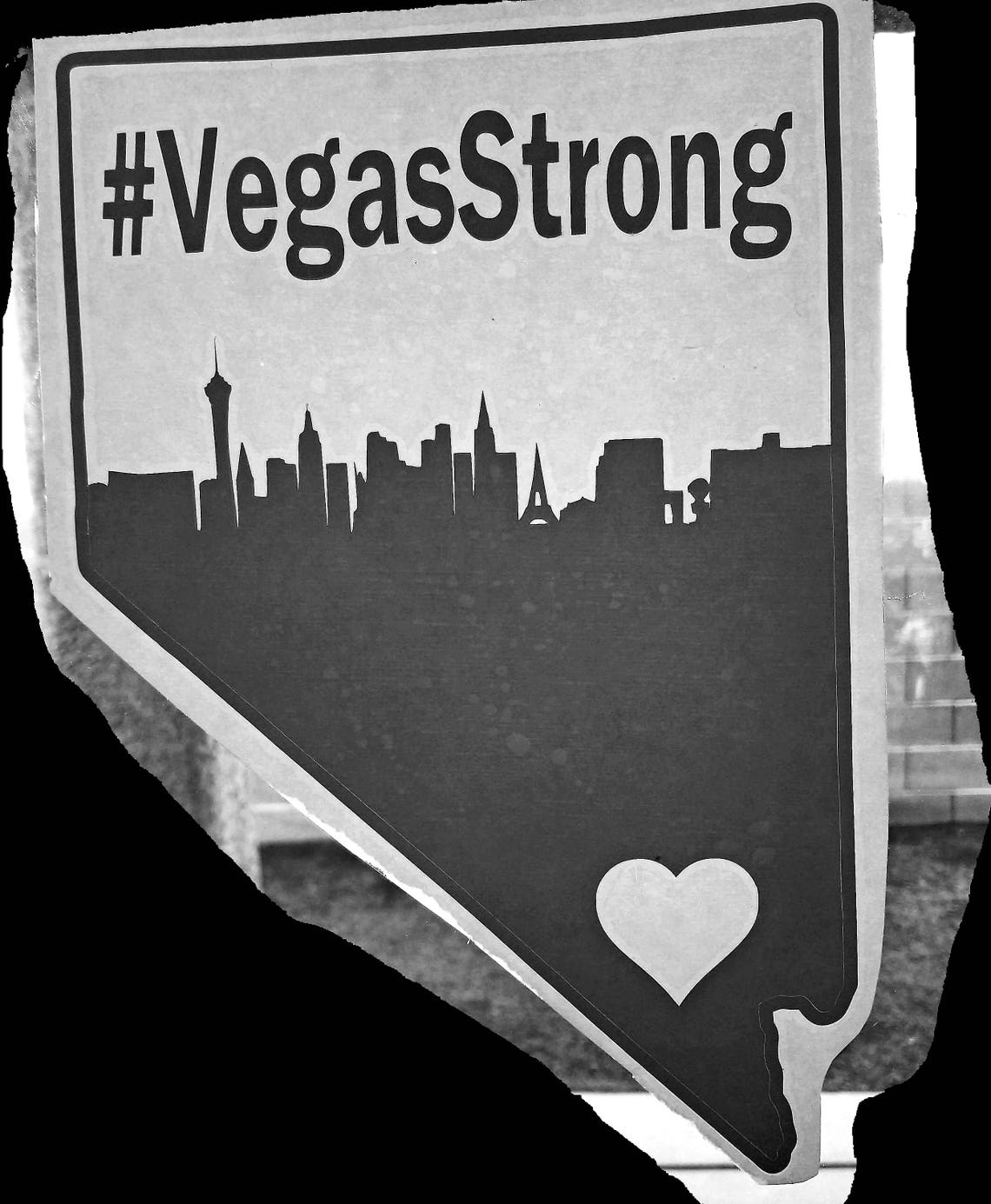 Vegas Strong Las Vegas Skyline Nevada Outline Heart Vinyl Decal in ...