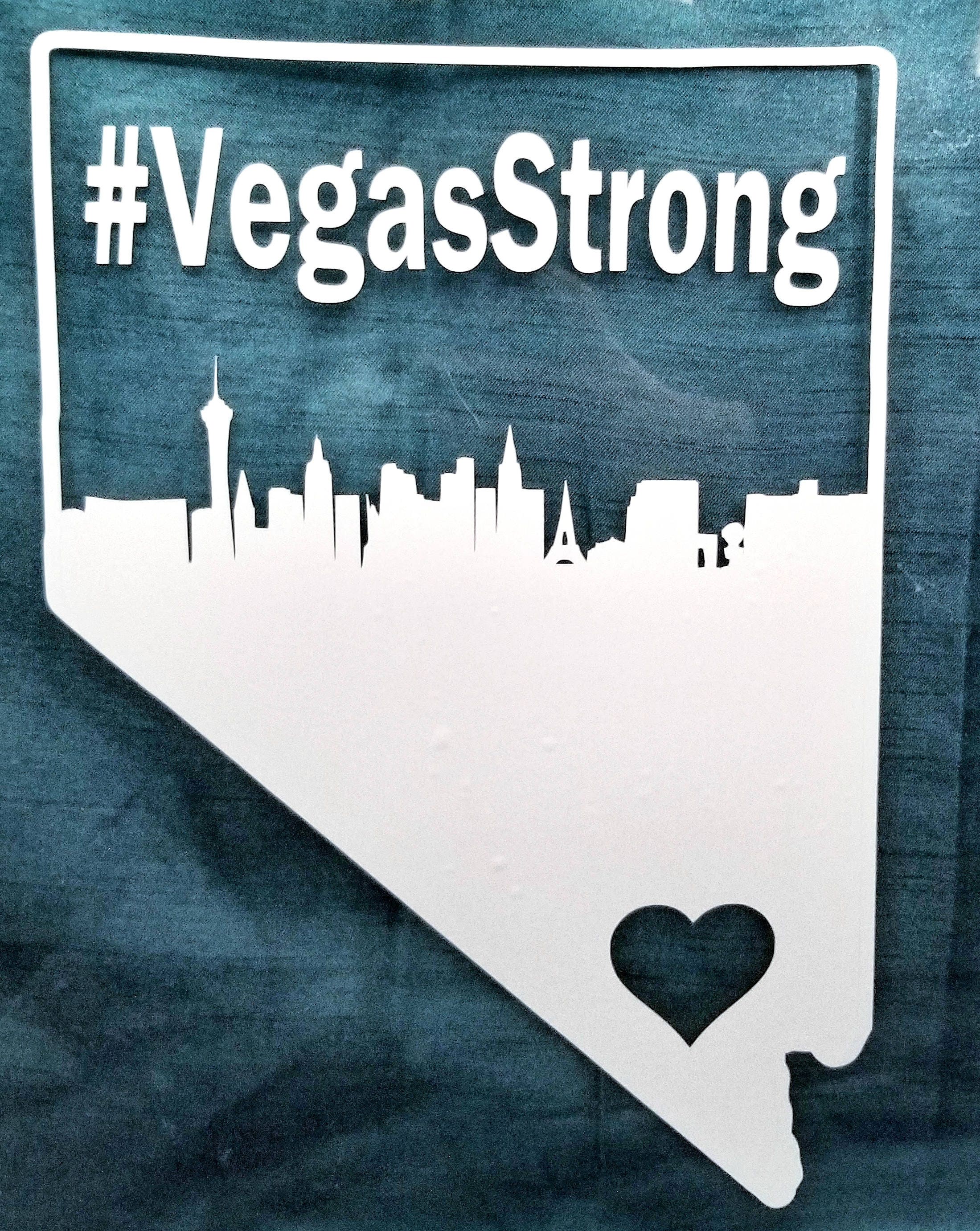 Vegas Strong Las Vegas Skyline Nevada Outline Heart Vinyl Decal in ...