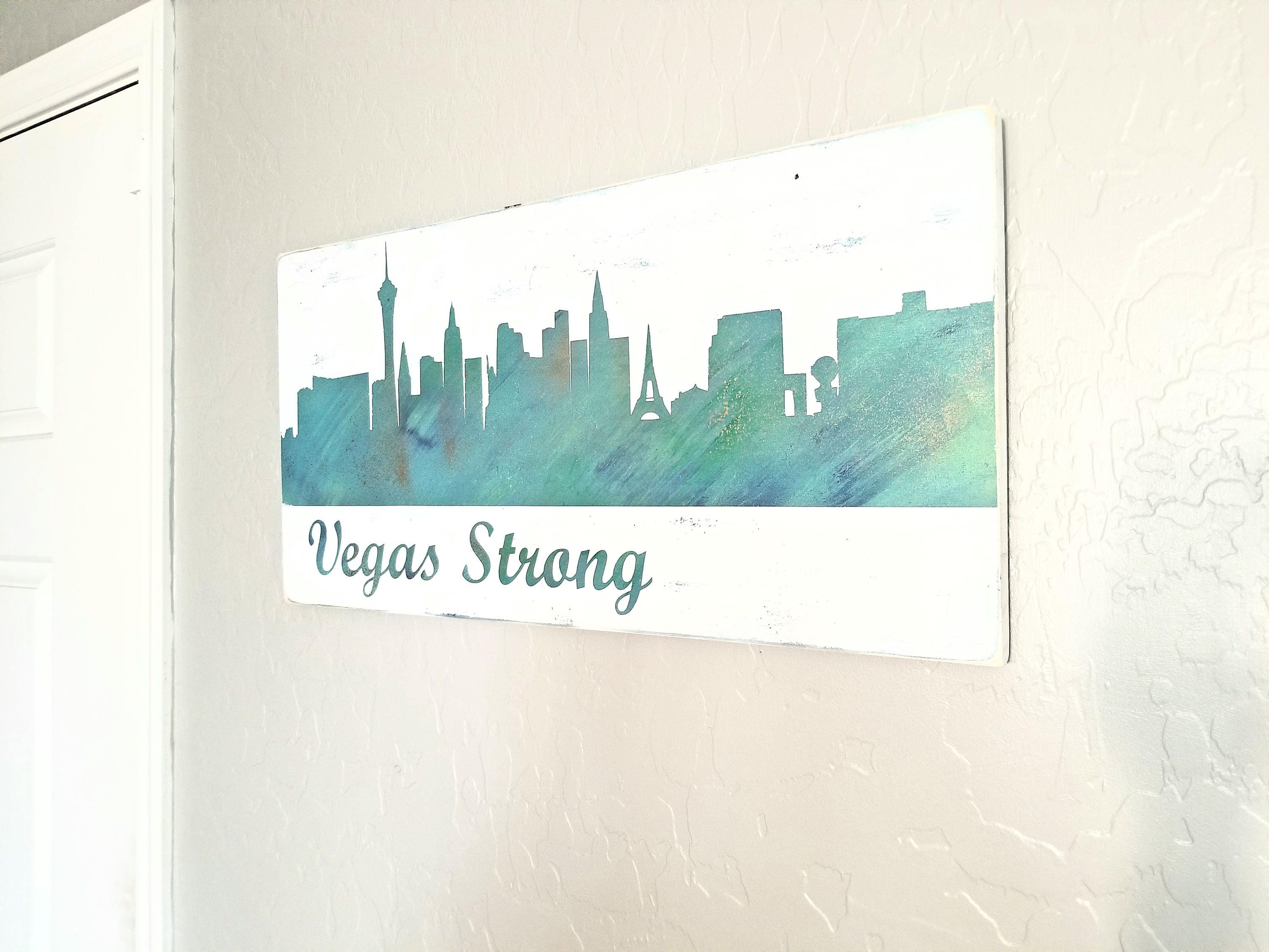 Vegas Strong Skyline Hand Painted Wooden Sign - Etsy