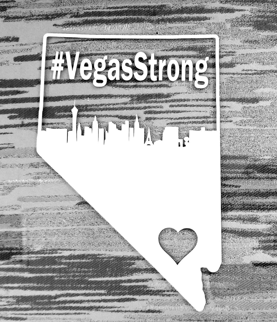 Vegas Strong Las Vegas Skyline Nevada Outline Heart Vinyl Decal in ...