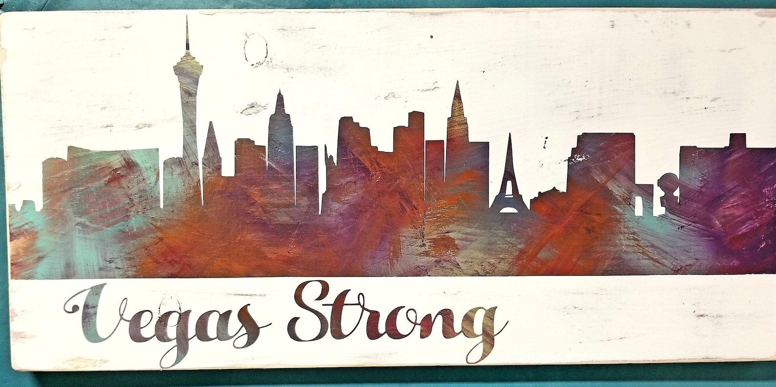 Vegas Strong Skyline Hand Painted Wooden Sign - Etsy