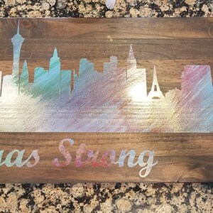 Vegas Strong or Country Strong Skyline Stained Wooden Sign - Etsy
