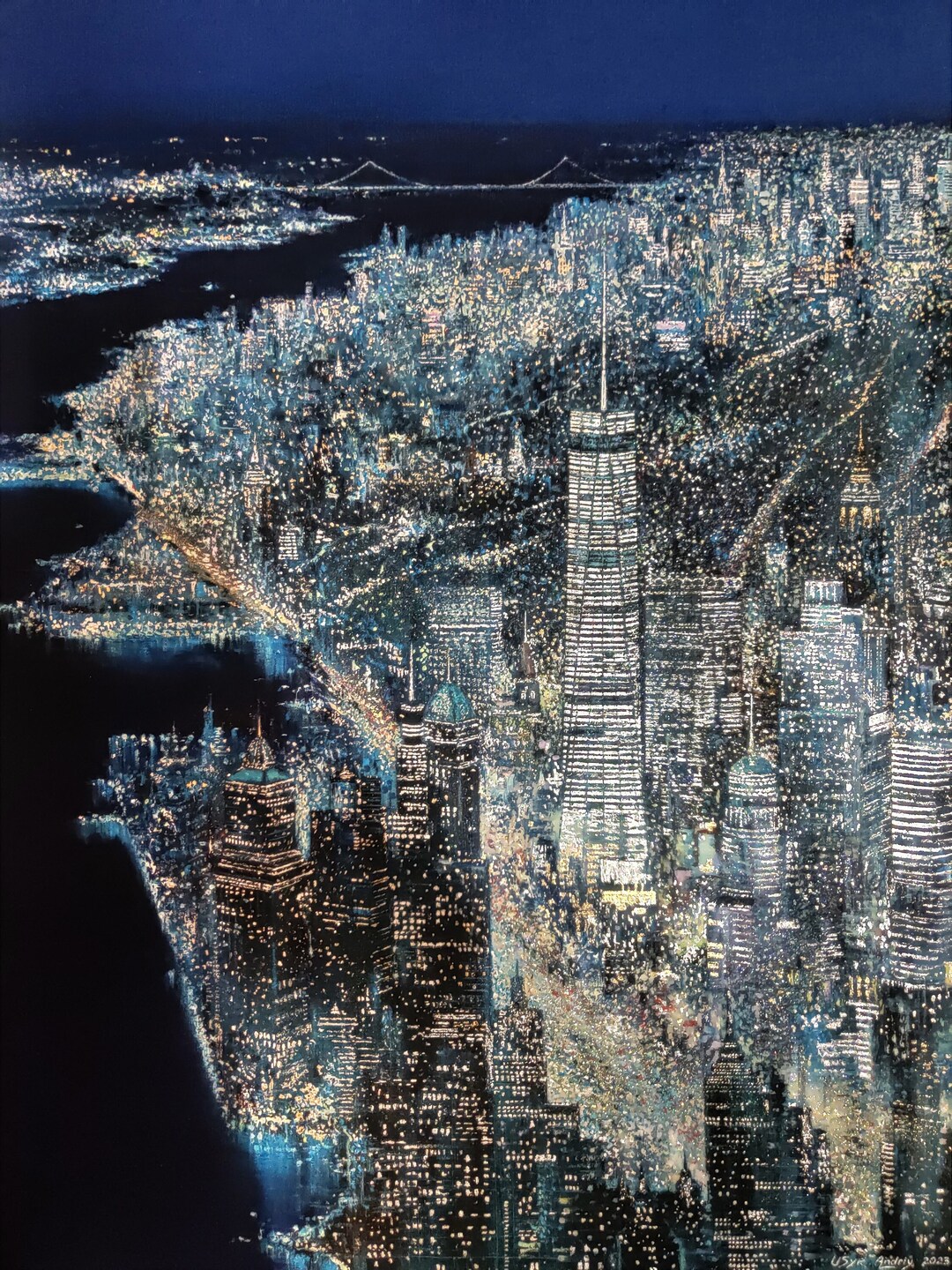 Original Oil Painting "glory Night", 40"/30", Large Abstract NYC City ...