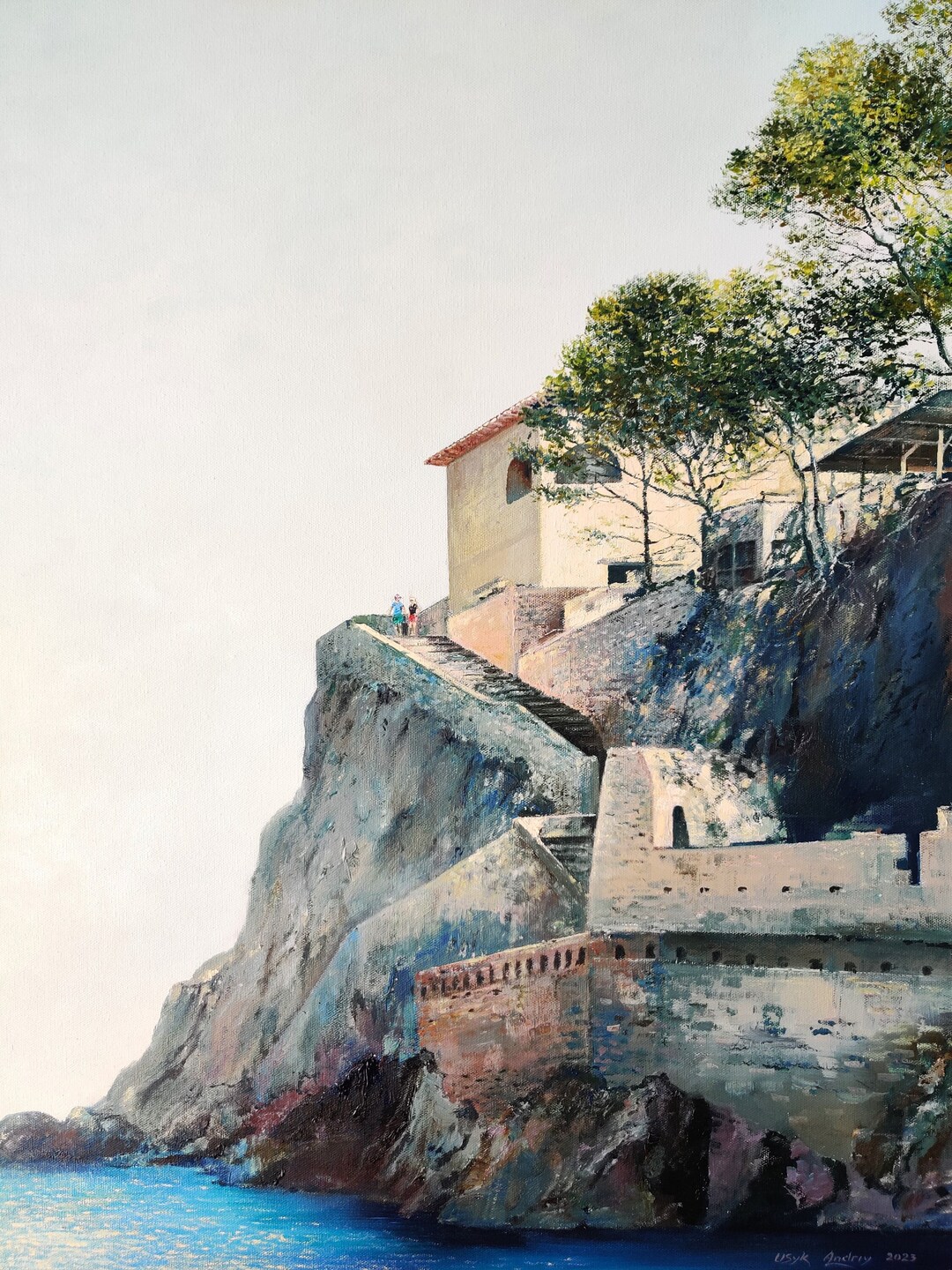 Original Oil Painting: Begur, Catalonia Cliffside Landscape (30x24) - Etsy