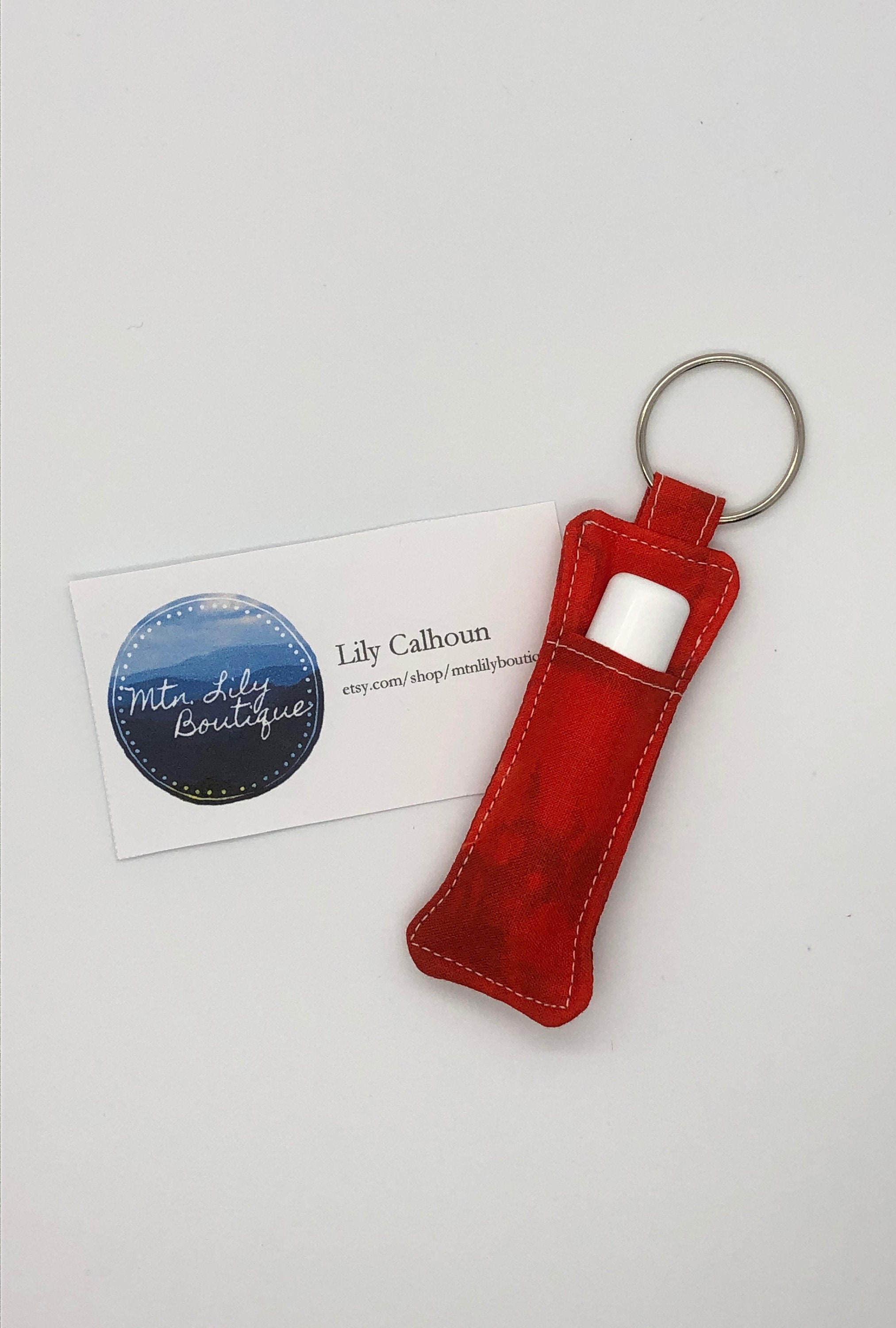 Red Chapstick Holder, Lip Balm Pocket, Travel Key Chain, Car ...