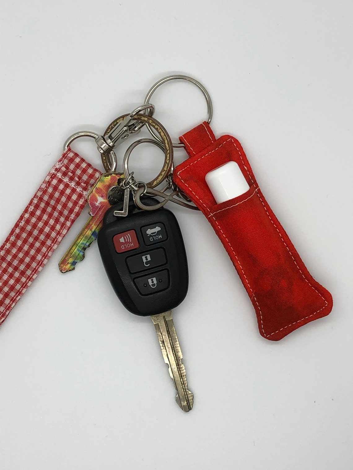 Red Chapstick Holder, Lip Balm Pocket, Travel Key Chain, Car ...